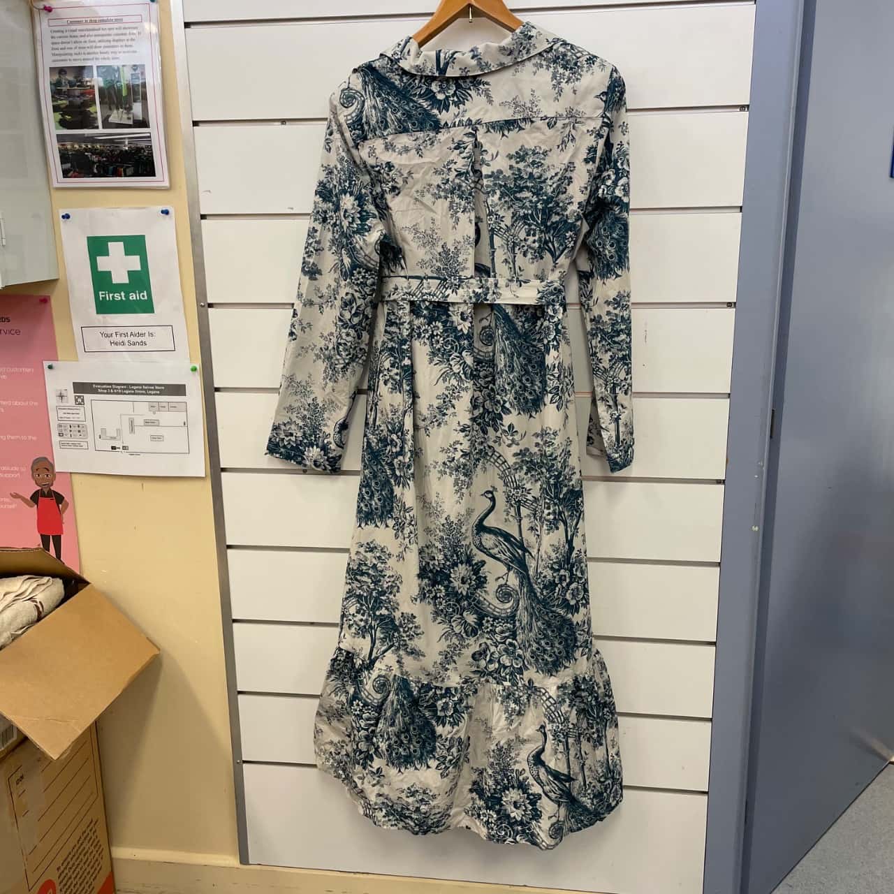 Leona edmiston Womens Size 3 Long Sleeve Dress Blue / Cream (s)