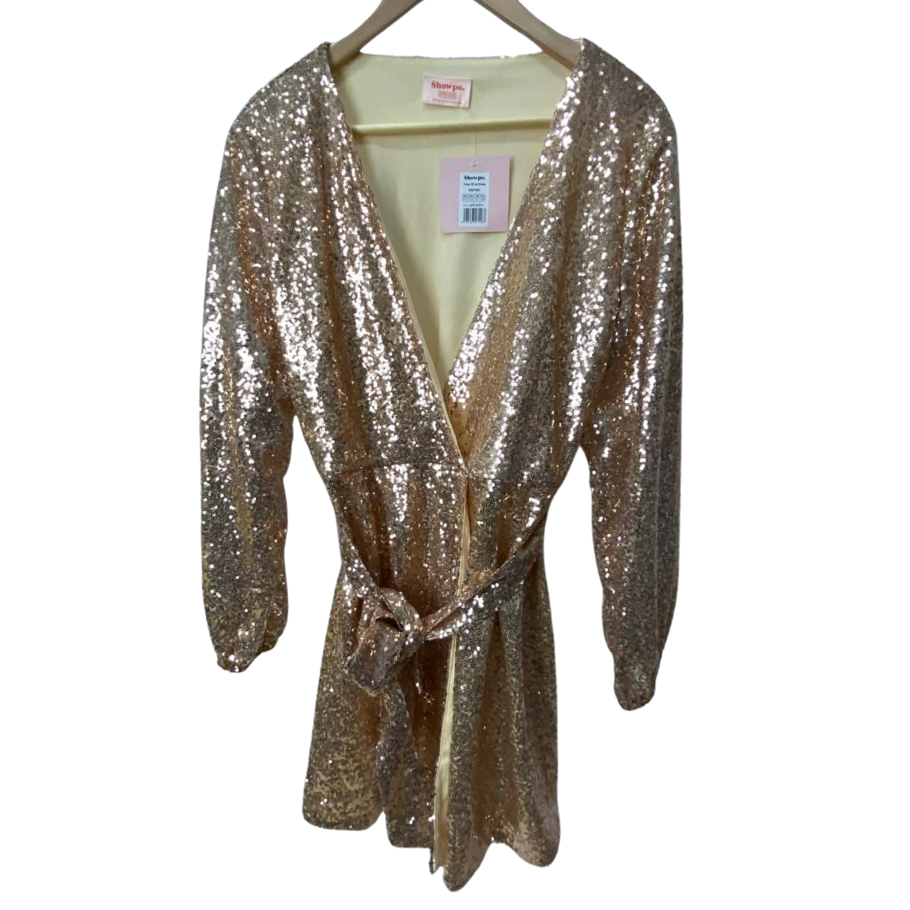 Showpo Size 12 Sequin Party Dress Gold