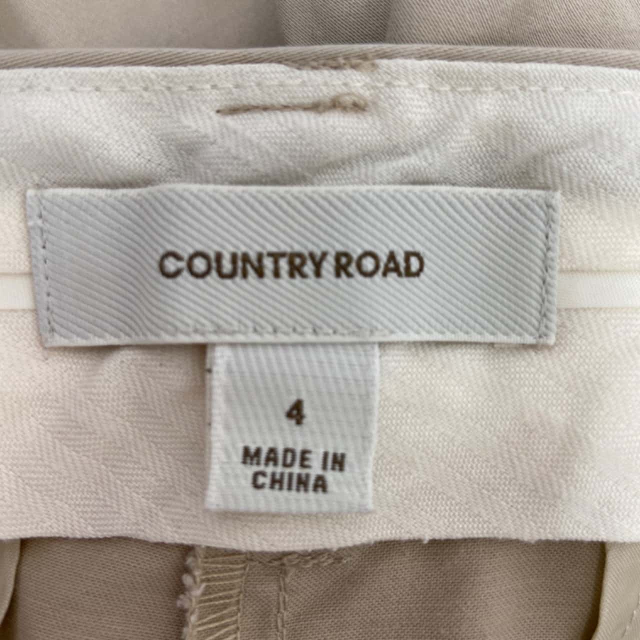 Country Road Womens Size 4 Pants Straight Leg Beige