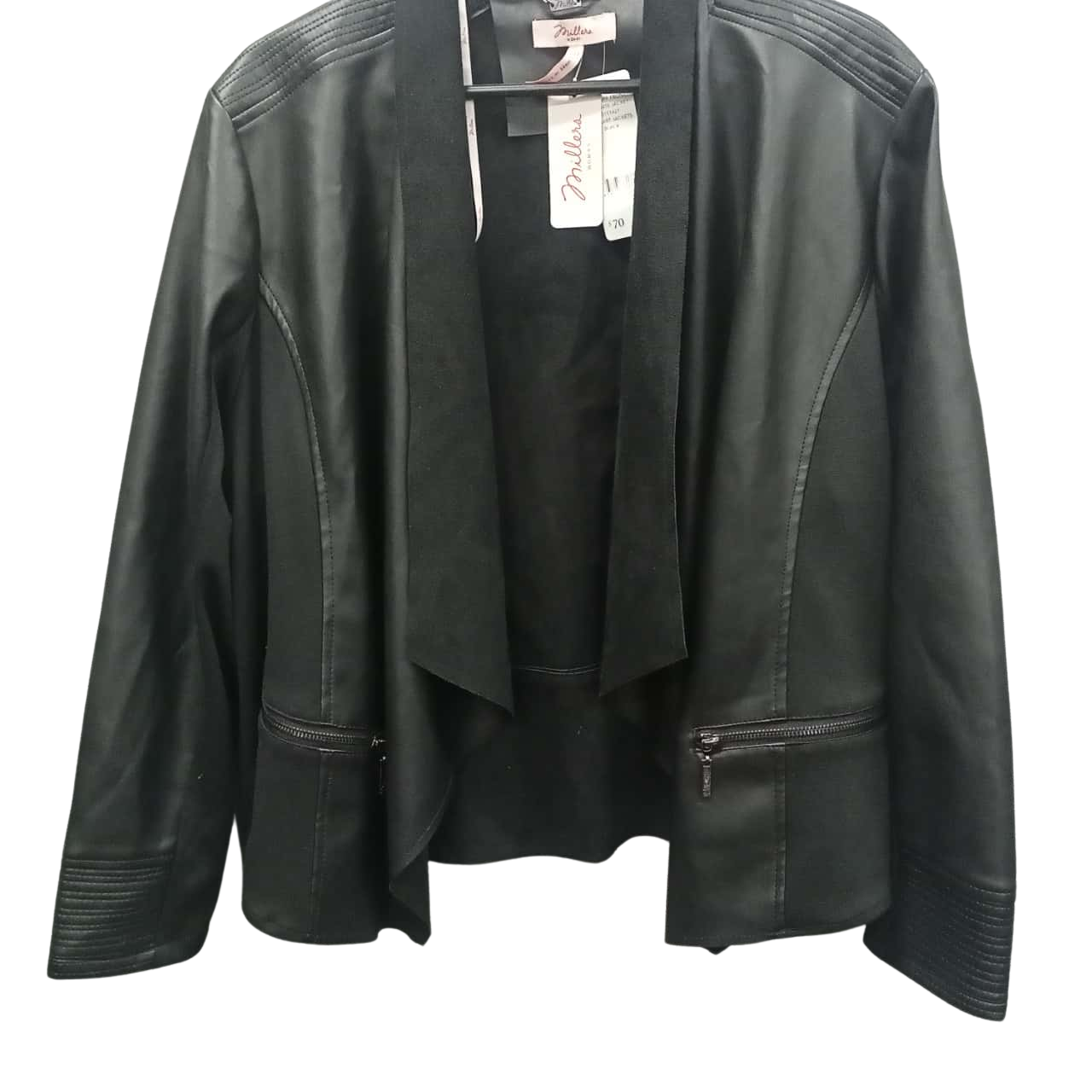 Millers Ladies Black Drape Front Ponte Jacket Size 20 NWT RRP $70.00