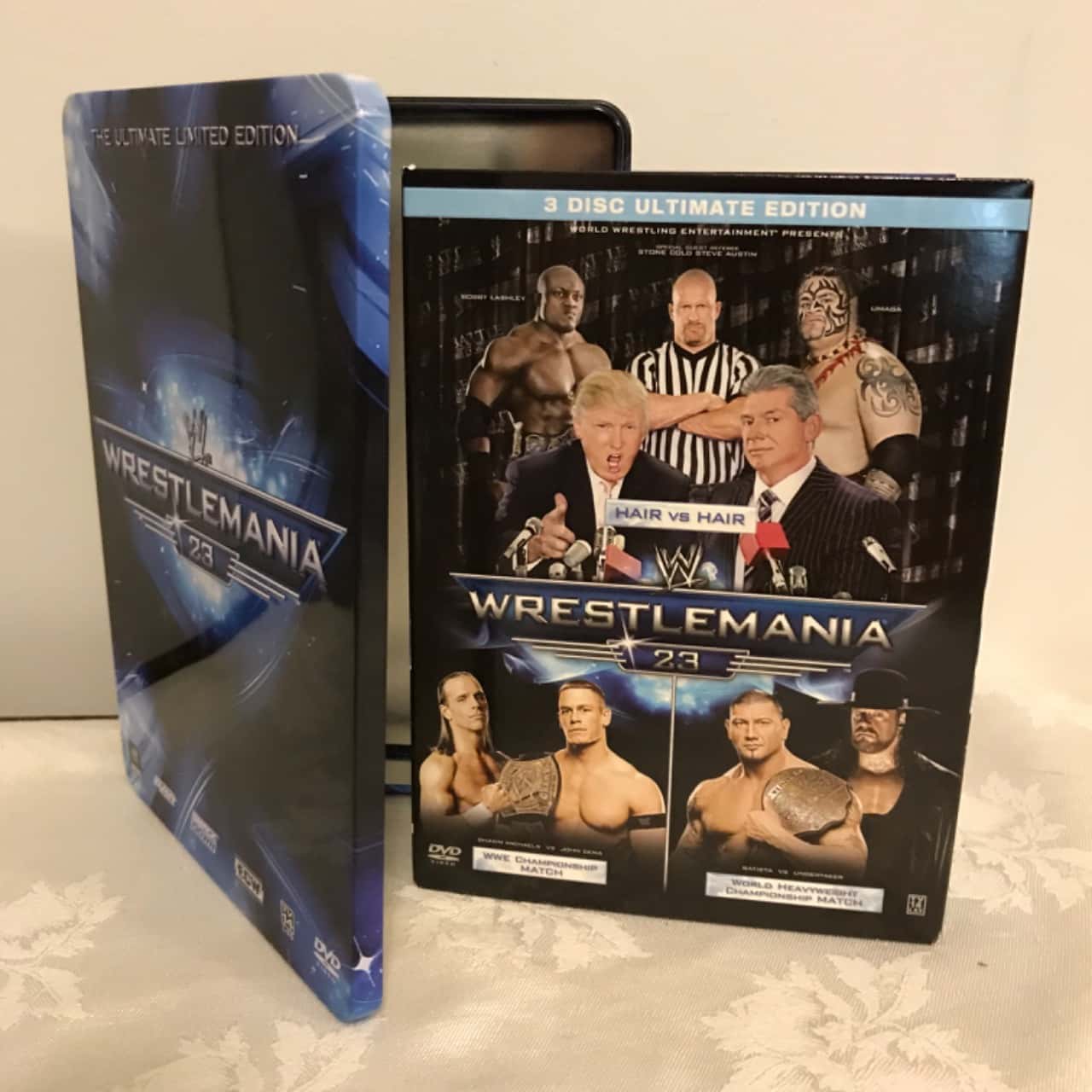 3 Wrestling DVDs Box Set in Collector Tin WWW Wrestlemania 23(s)