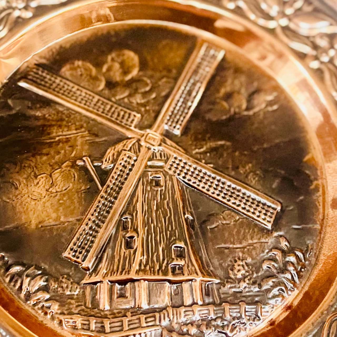 Vintage Brass Embossed Dutch Windmill Wall Plaque (s)