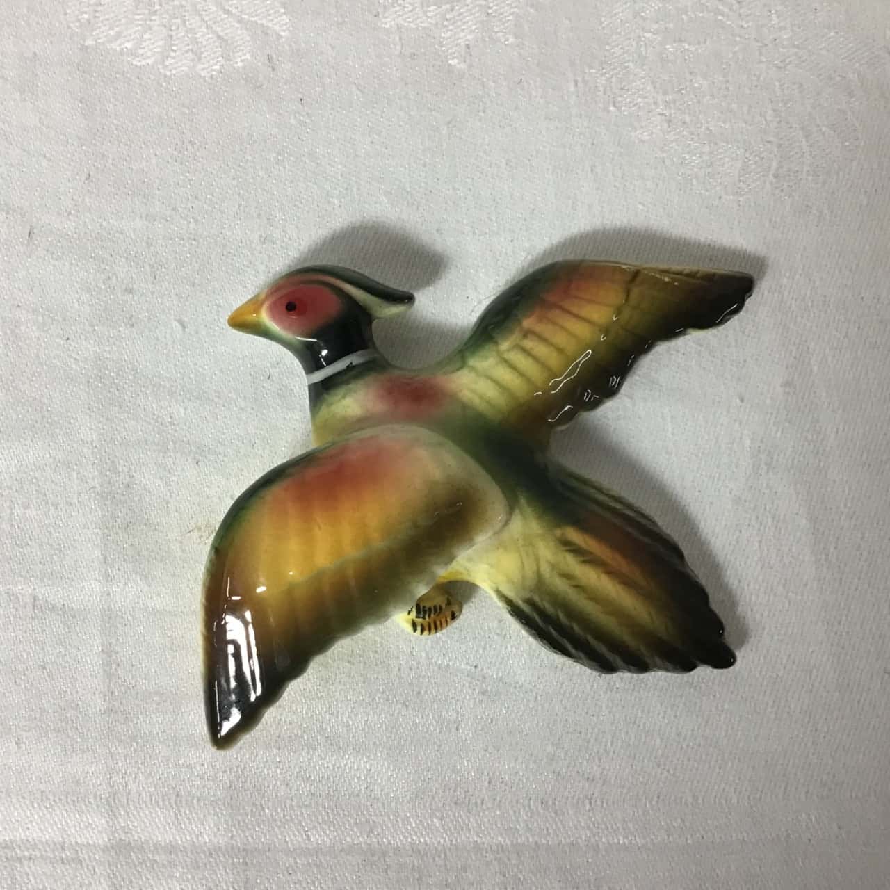 Vintage Set of 3 Multicoloured Ceramic Flying Pheasant Wall Plaques(s)