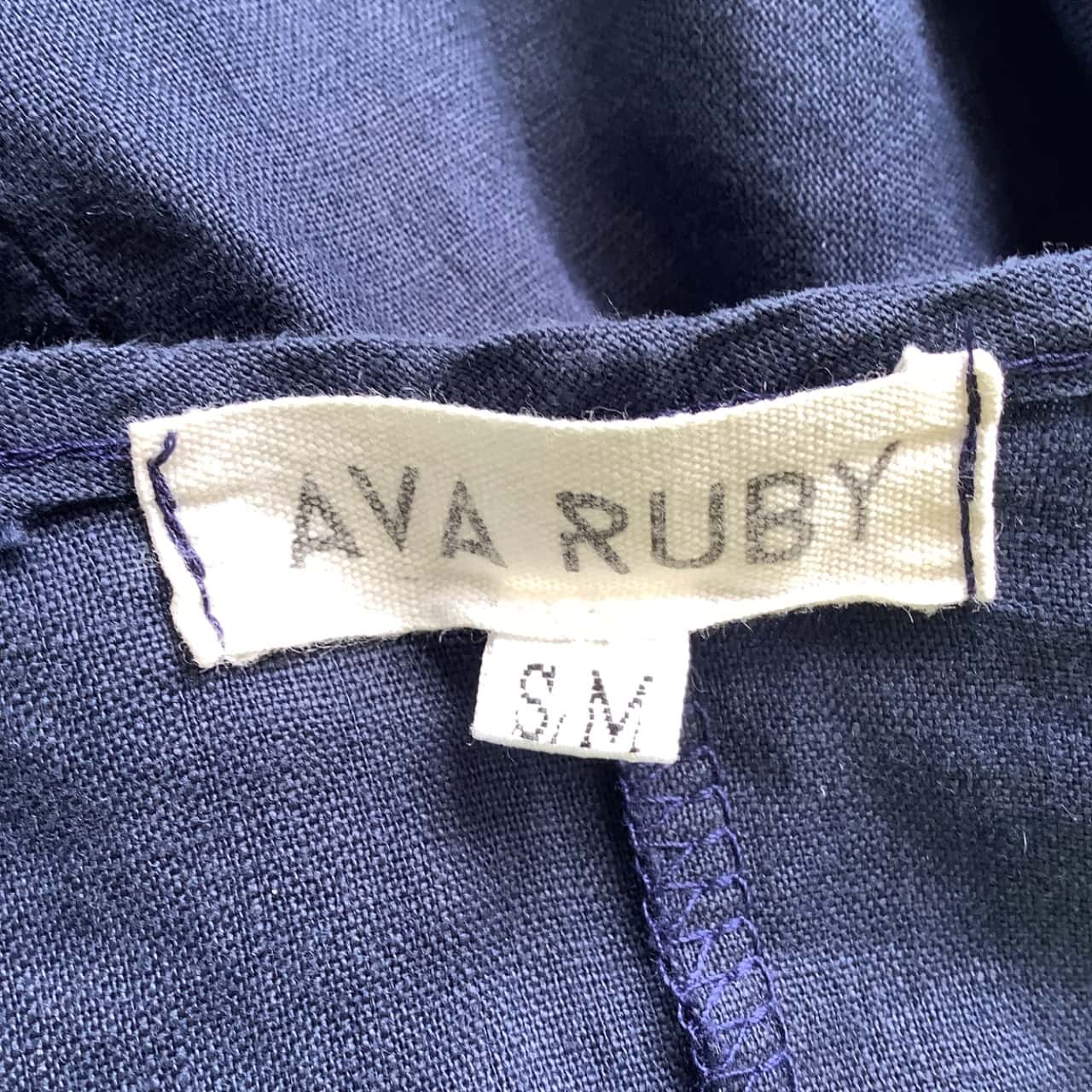 Ava Ruby Womens Label Size M, AUS 12-14 Linen Dress Navy(s)