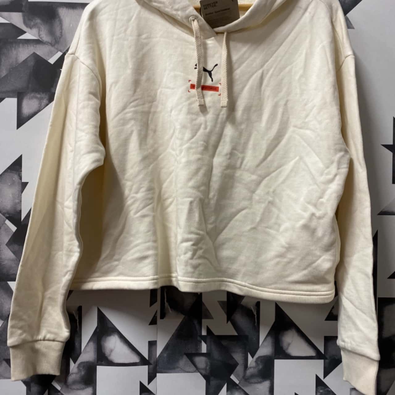 Puma Womens Size M Cream crop hoodie new (s)