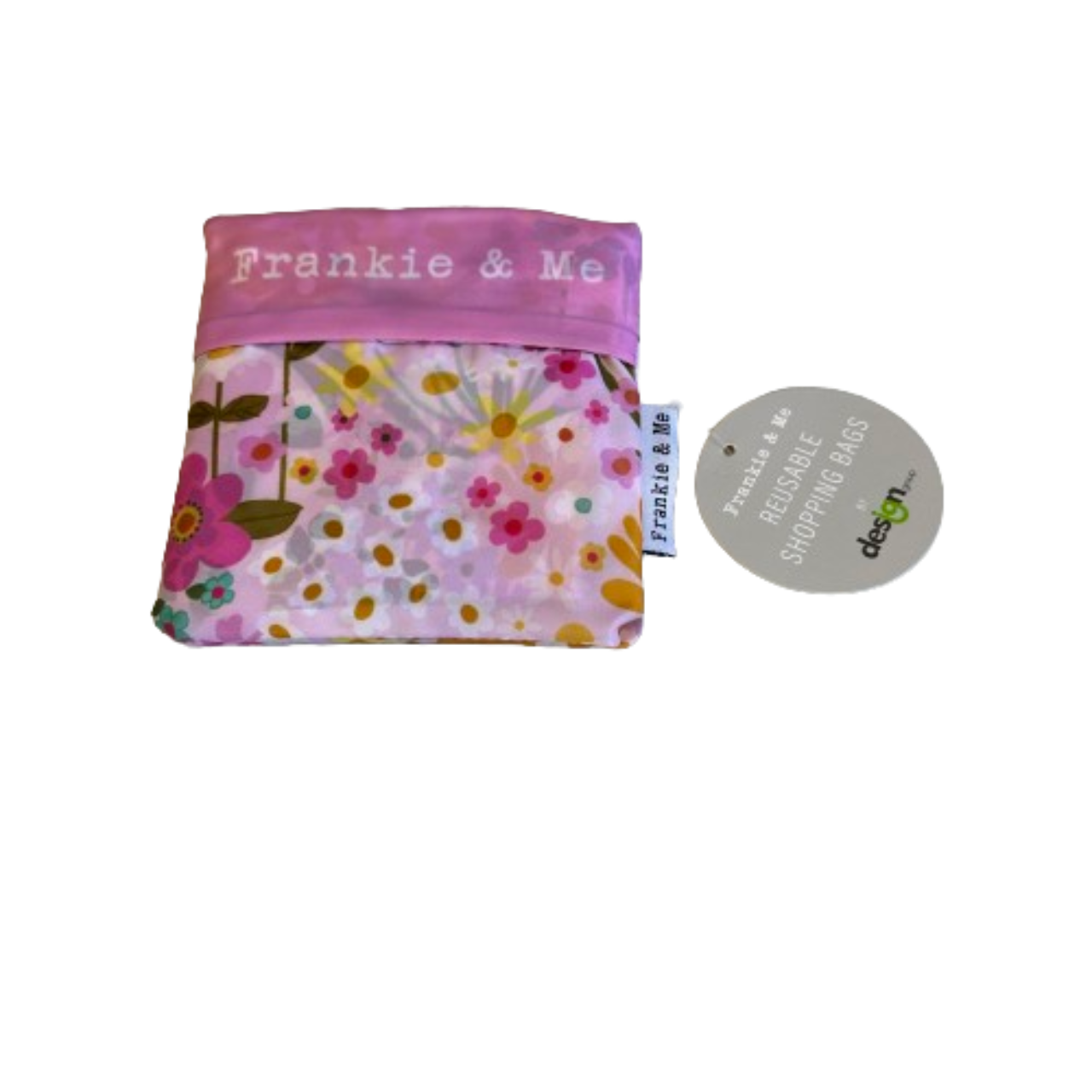 New Frankie & Me Pink flower Print Reusable Shopping bag #111372