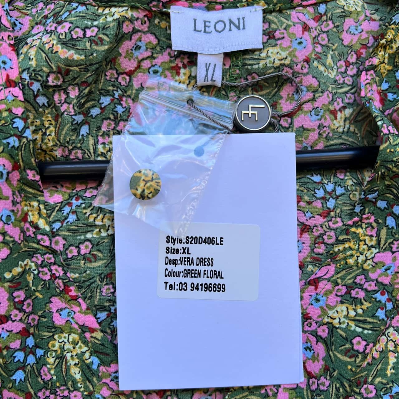 BNWT Leoni Womens Size XL Vera Short Sleeve Dress Green Floral (s)