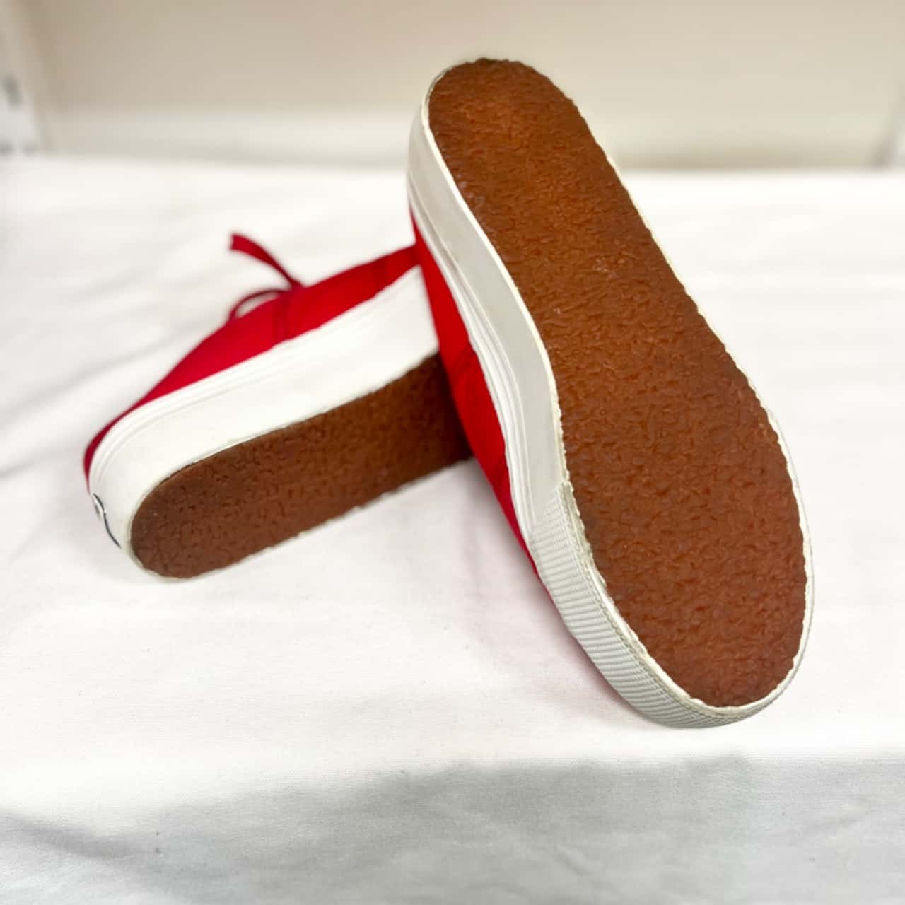 Superga red lace ups Size 8(s)