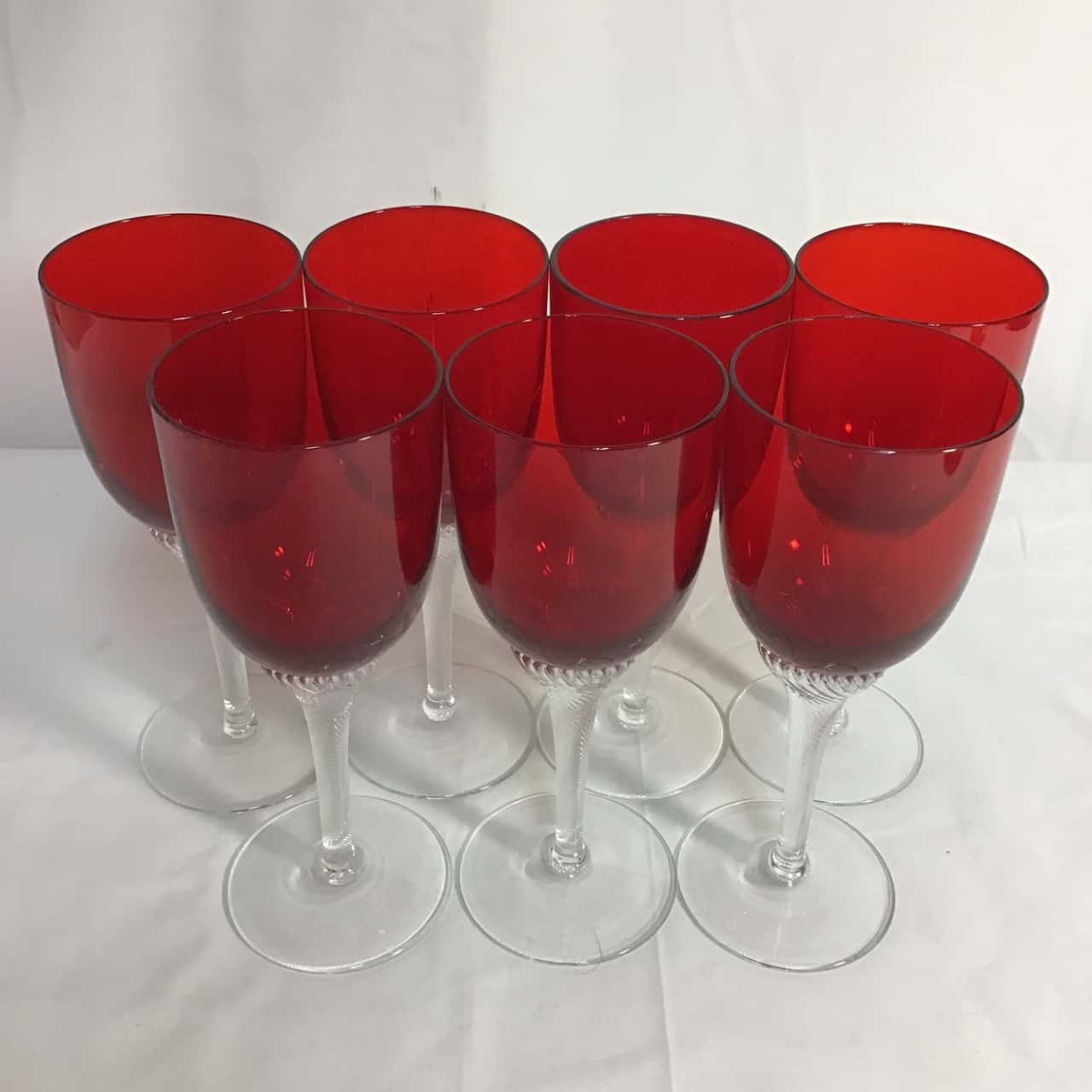 “Reduced” 7 Crystal Ruby Red Glasses