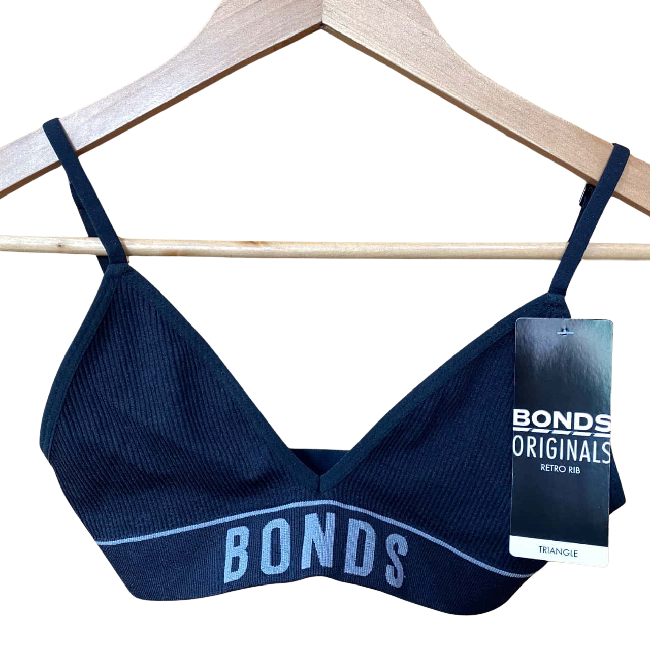 Bonds Black Triangle Ribbed Bralette Size 8