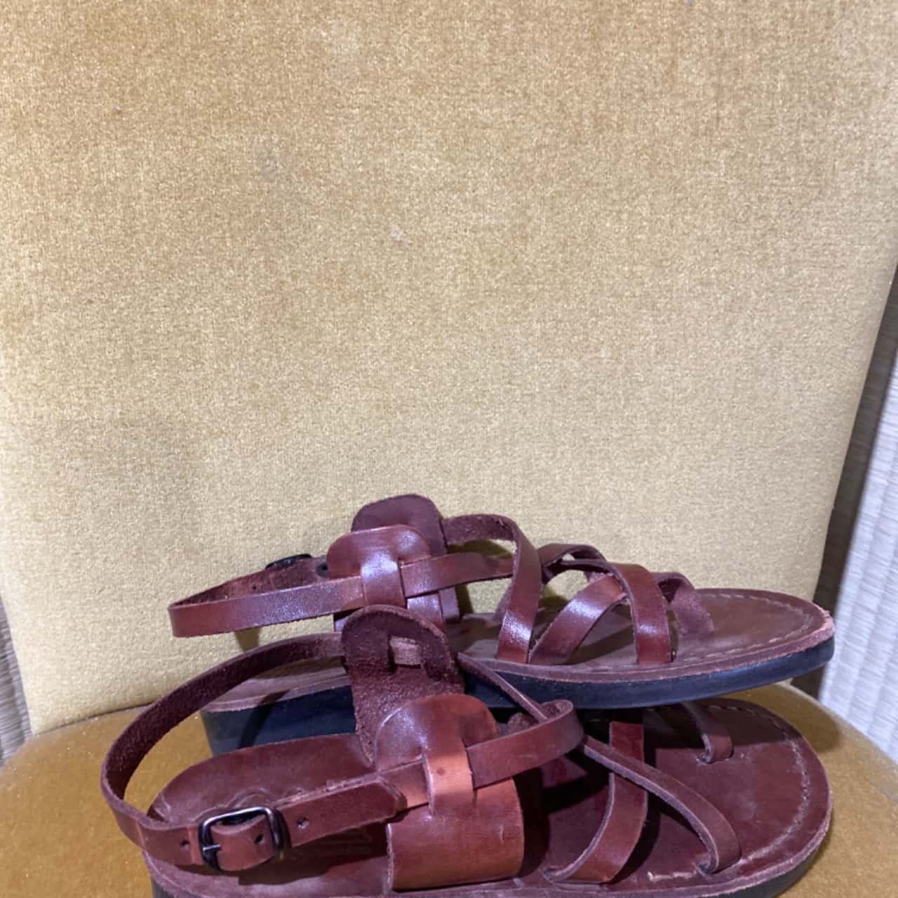 Camel Womens Size 37 Brown Leather sandals