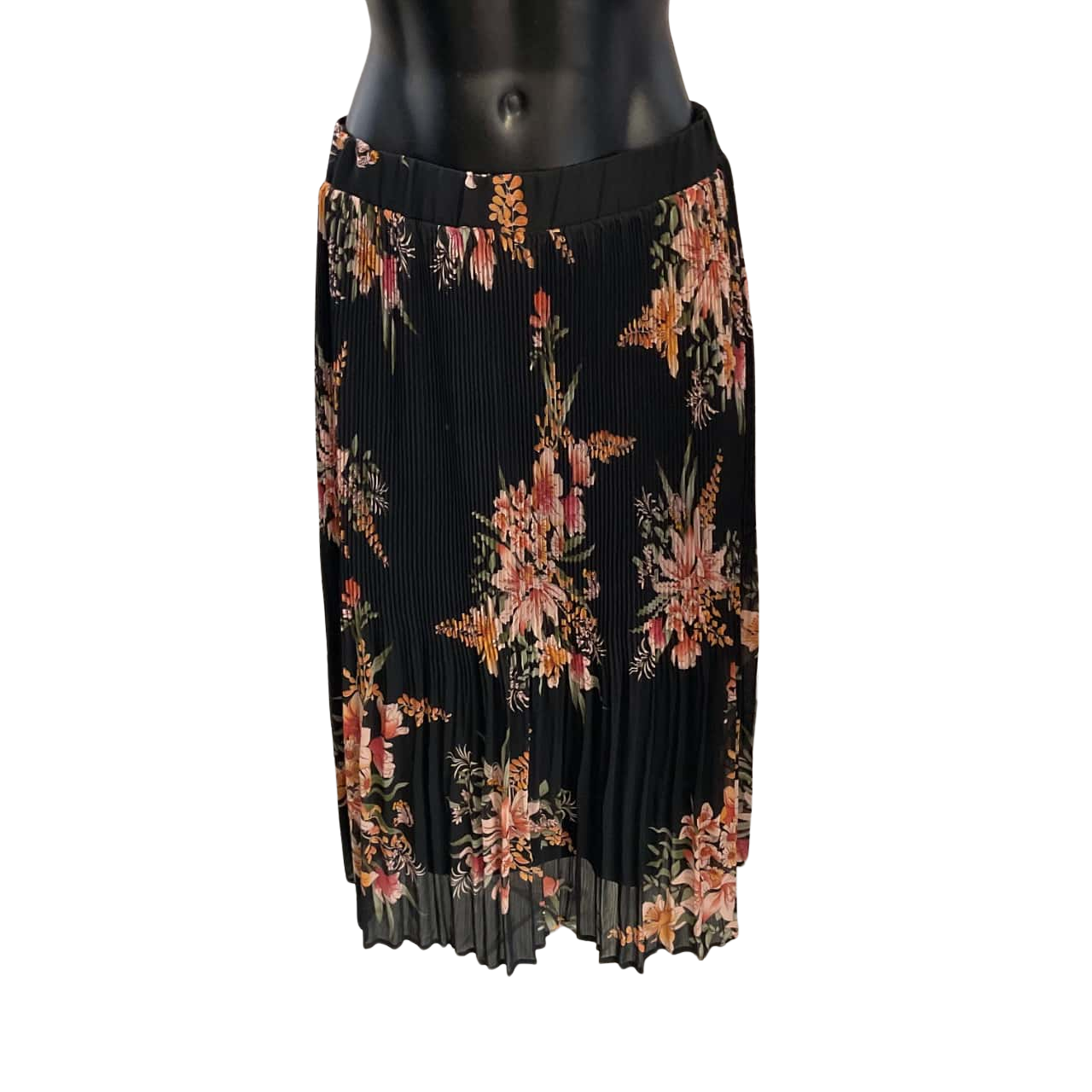 Rockmans Womens Size 10 Black / Cream / Floral / Green / Orange / Peach (s)