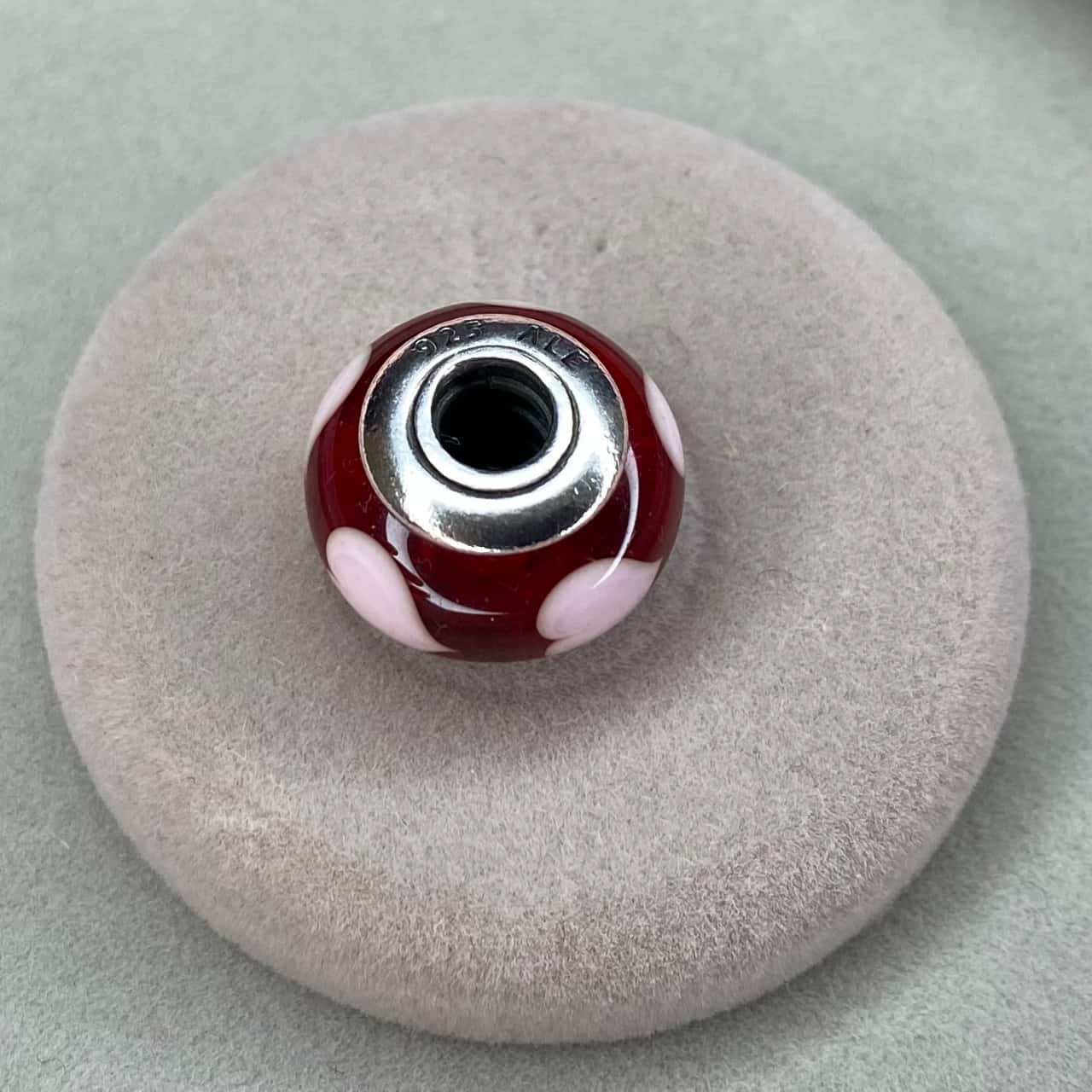 Pandora - Red with Pink Hearts Murano Glass Charm - Retired(s)