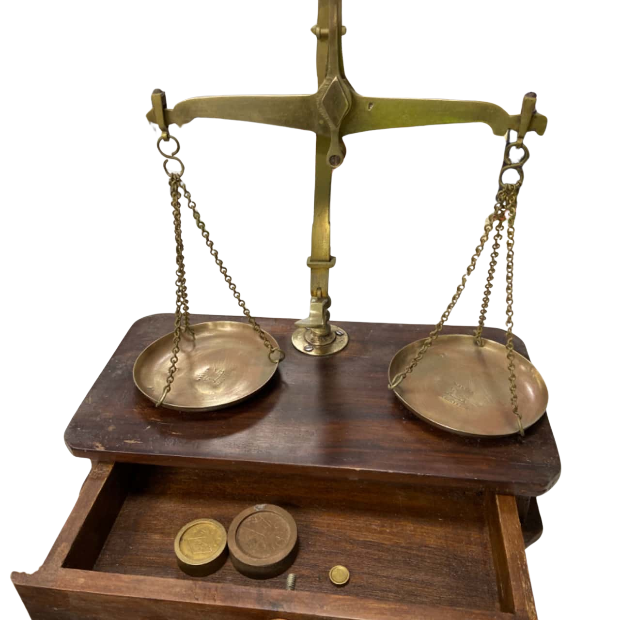Antique scales with 3 weights