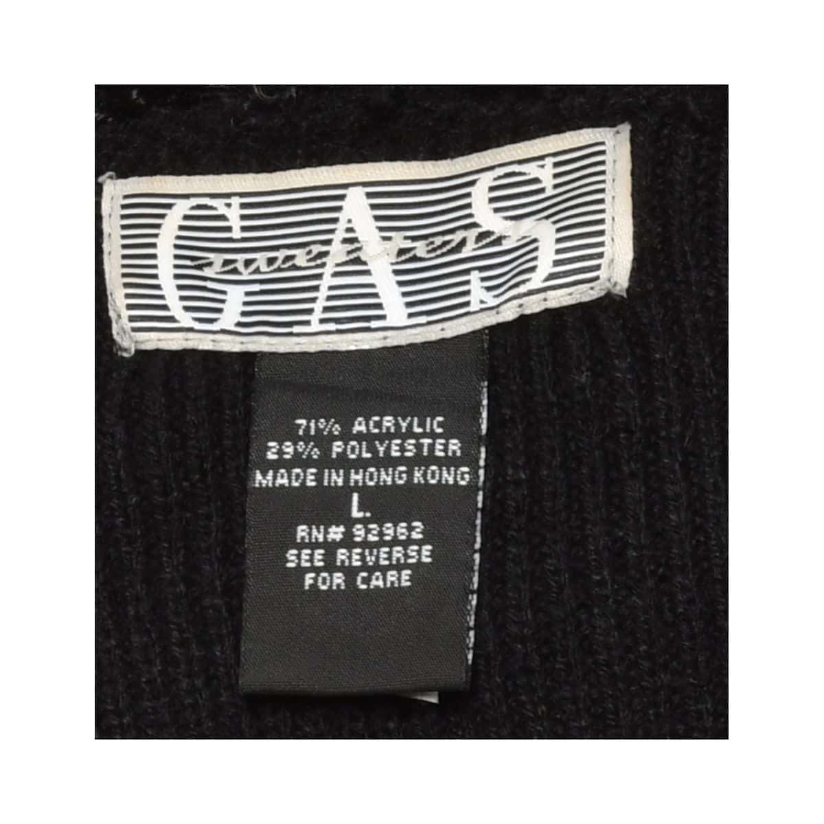 Gas Sweater Womens Size M-L Black Faux Fur Trim Ribbed Cardigan(s)