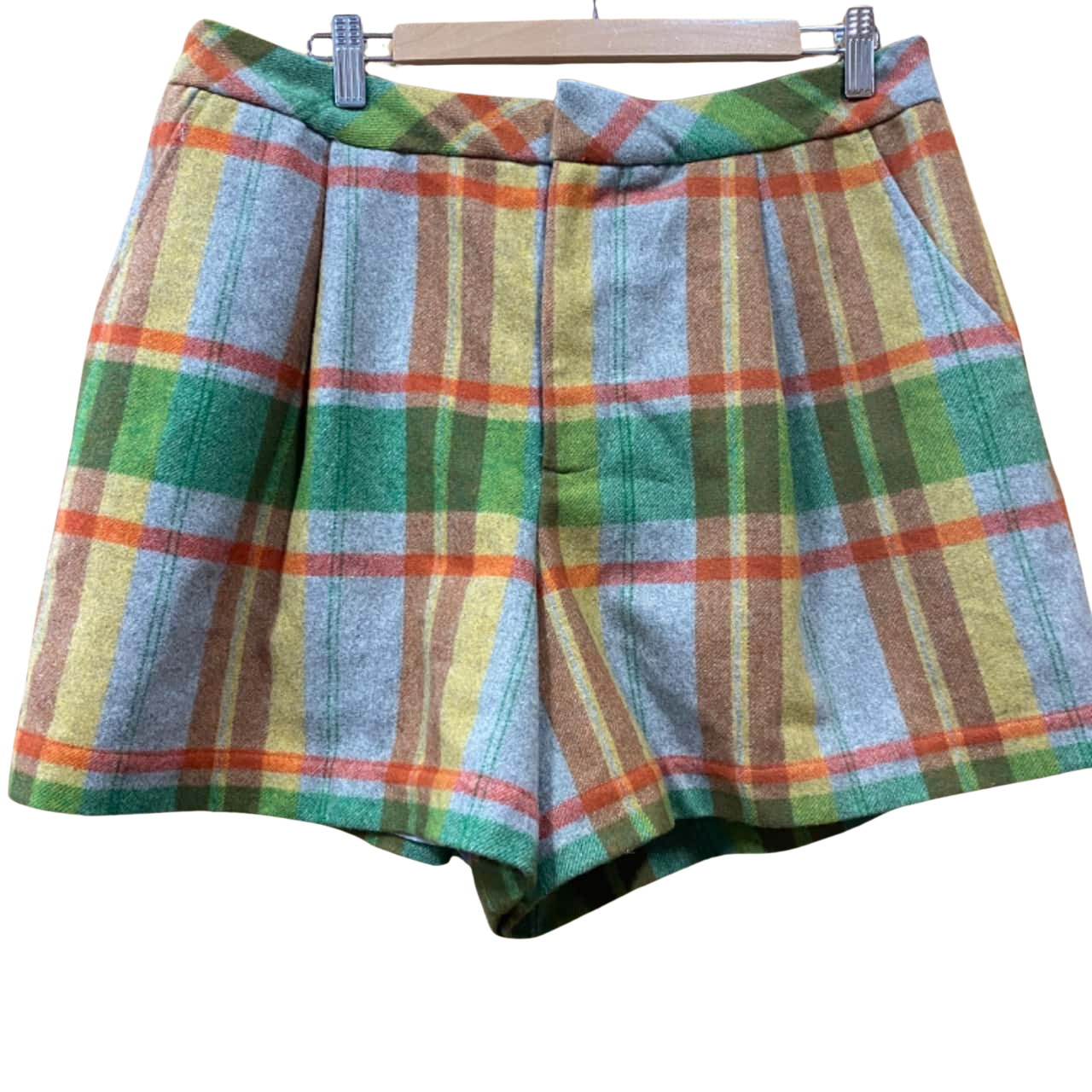 Gorman Grey & Green Checked Shorts Size 14 (s)