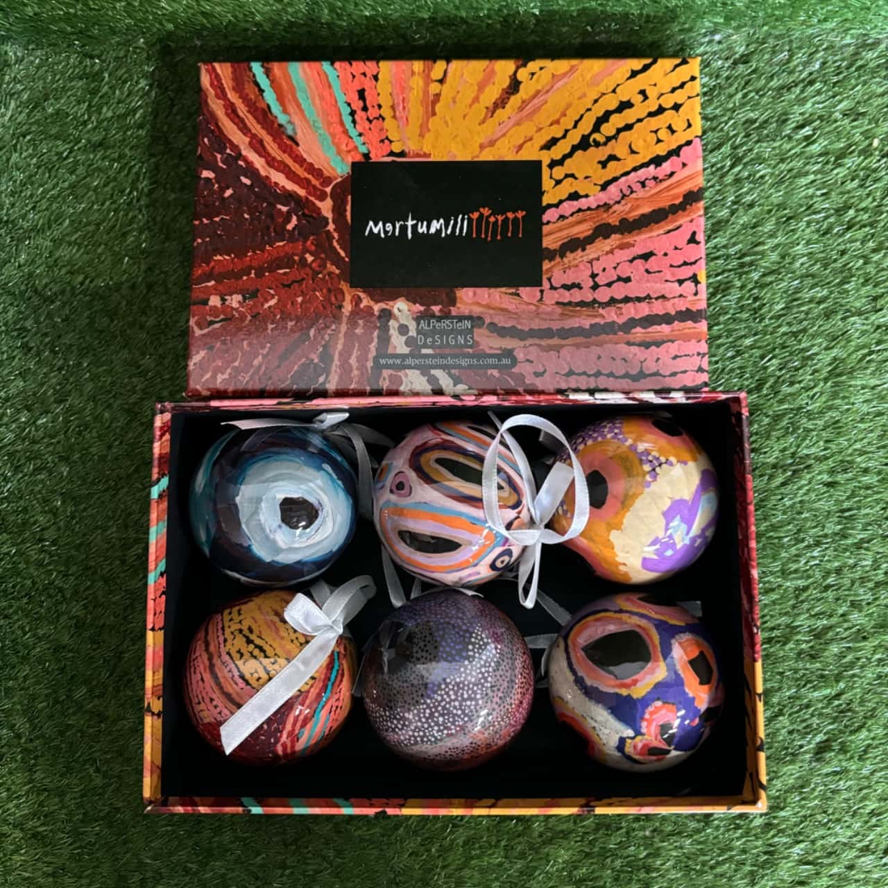 Alperstein Designs “Martumili” Aboriginal Print Christmas Baubles (s)