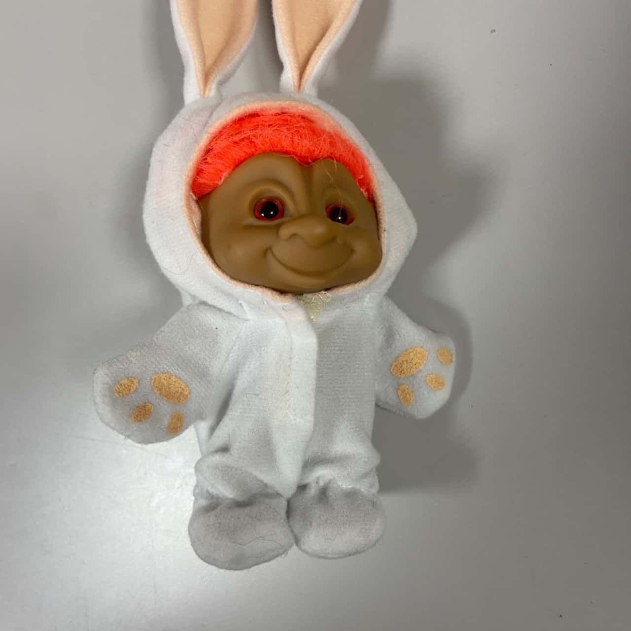 1990’s Vintage Ace Novelty Co. Inc. Fluoro Orange Haired Bunny Troll