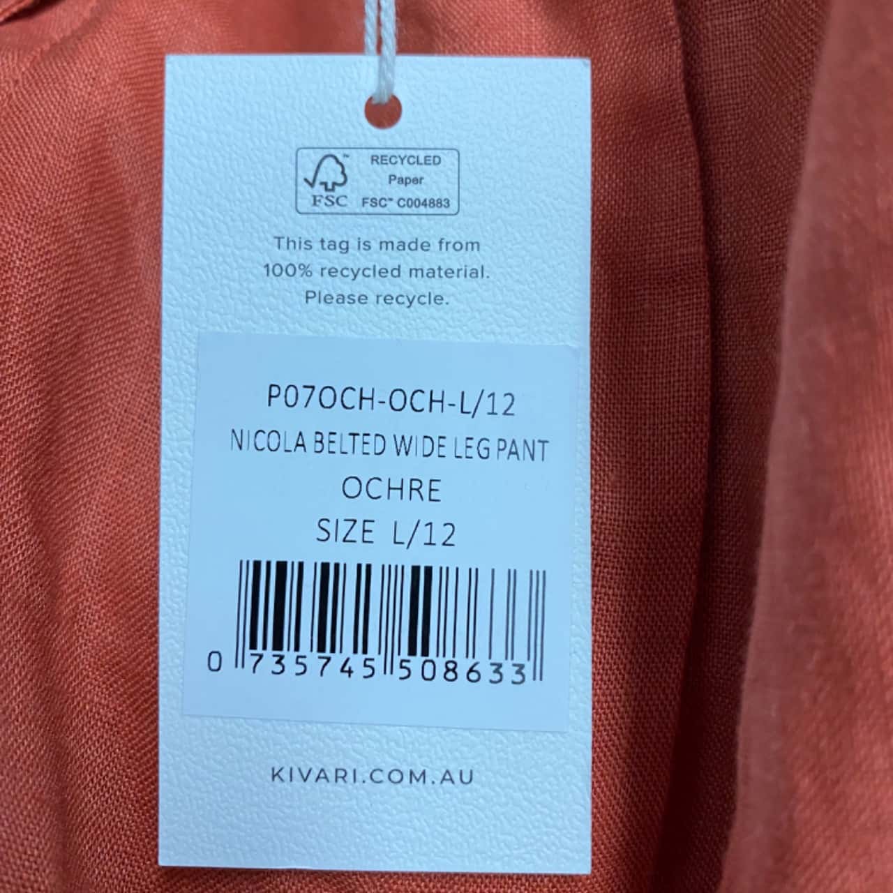 BRAND NEW Kivari Womens Linen Nicola Wide Leg Pant in Ochre Size 12 RRP ...