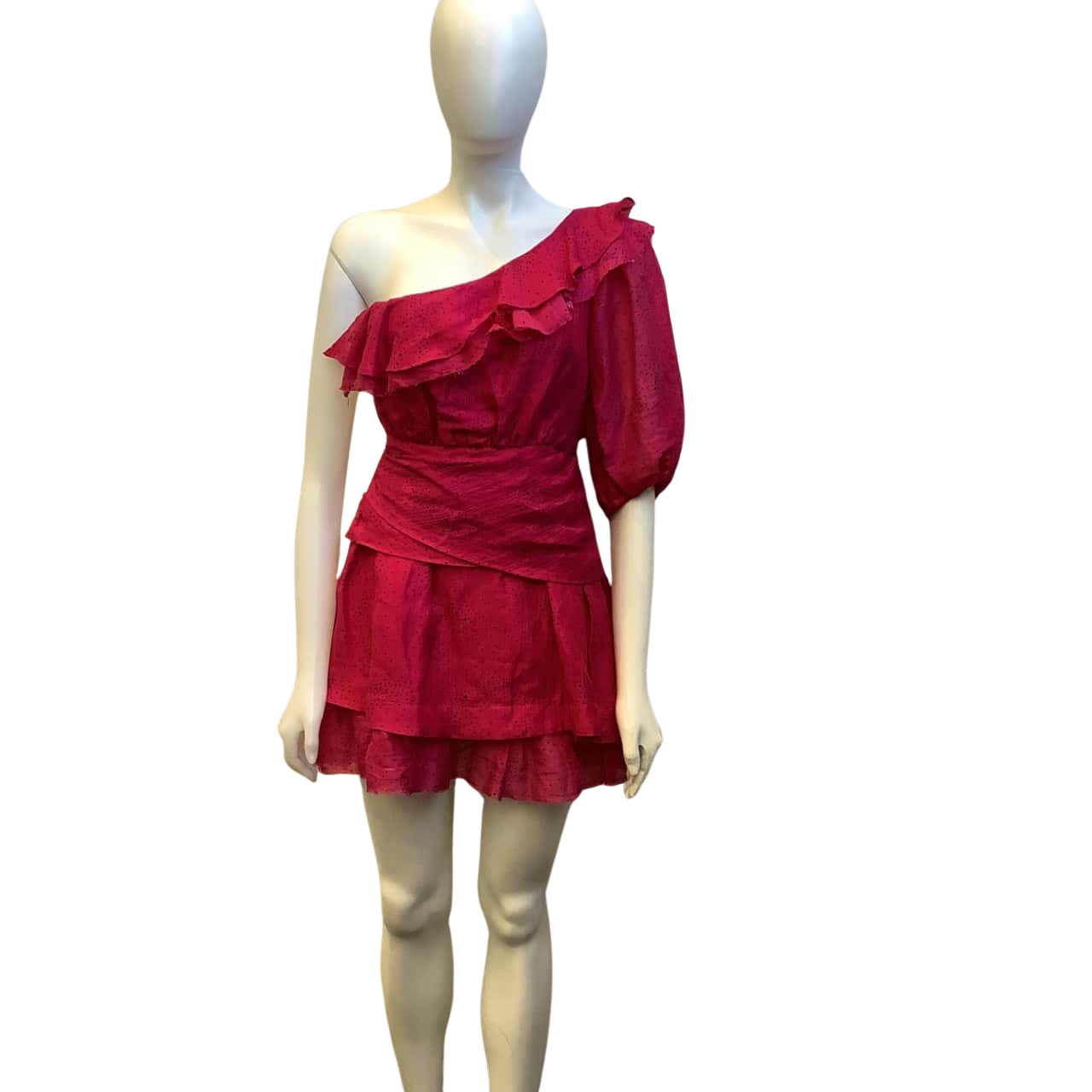 AJE Womens AUS Size 4, Label 6 Silk & Linen Blend Mini Dress Dark Pink (s)