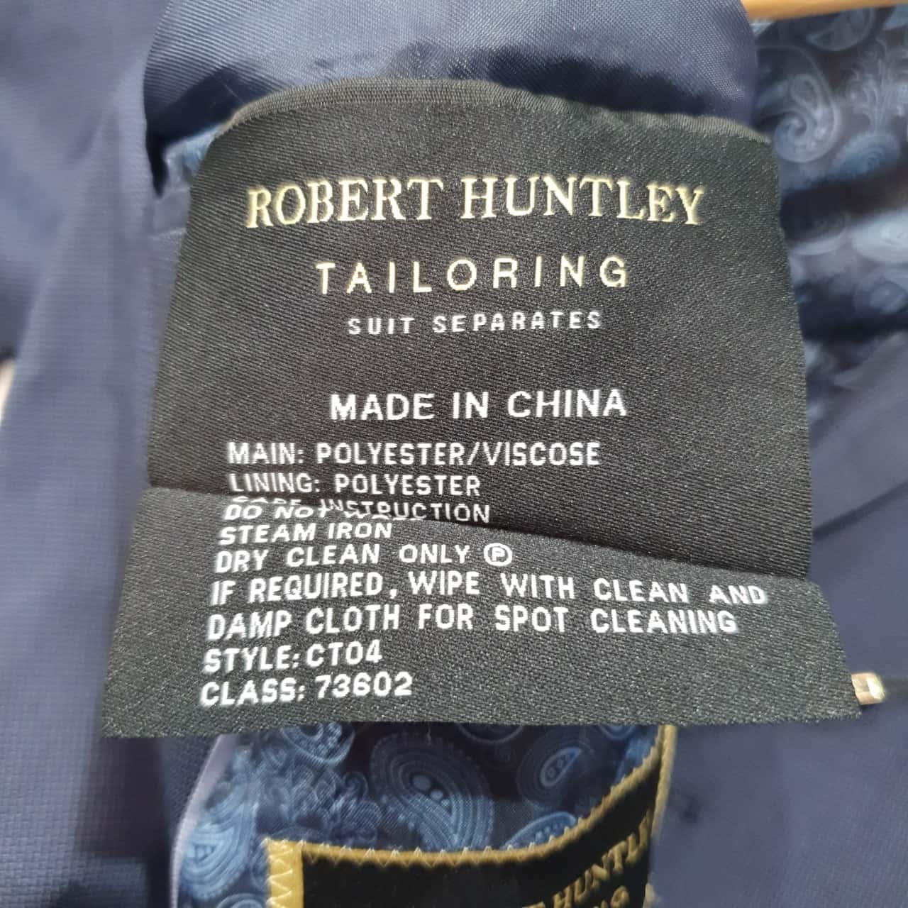 Robert Huntley Tailoring Mens Size 44 Suit Jacket Navy Blue