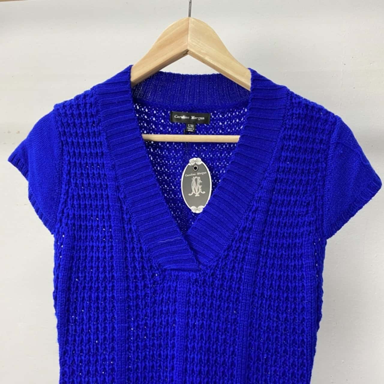 BNWT Caroline Morgan Womens Size L / XL Short Sleeve Knit Dress Blue