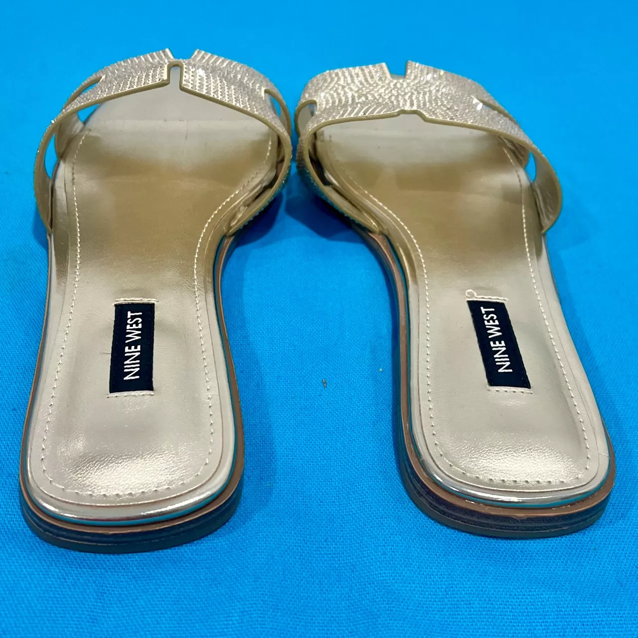 Nine West Gold Gemstone Slides Size 8(s) - Used Very Good | Salvos Stores