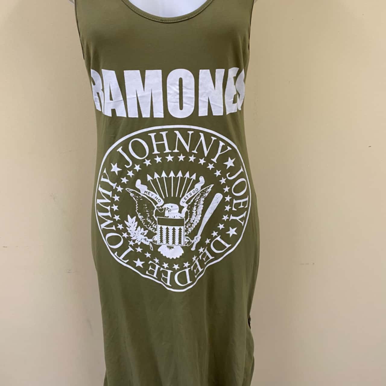 ‘Ramones’ T Shirt Dress Size 10 Green