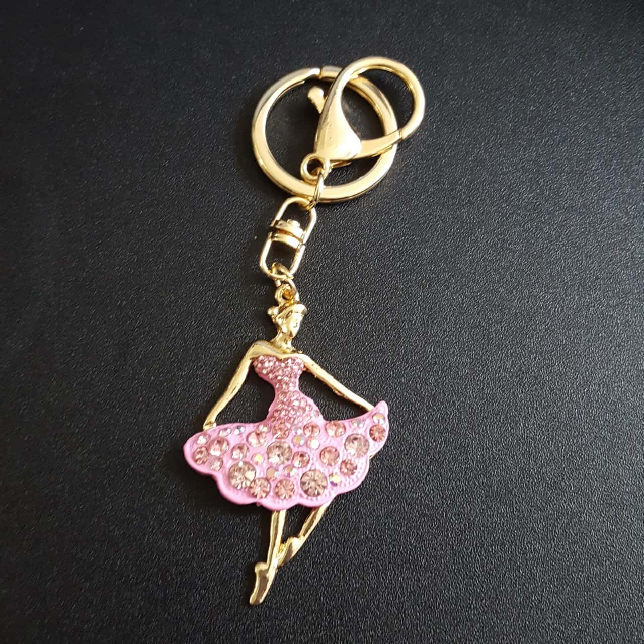 Gold/Pink diamanté Women Dancer Key Chain(s)