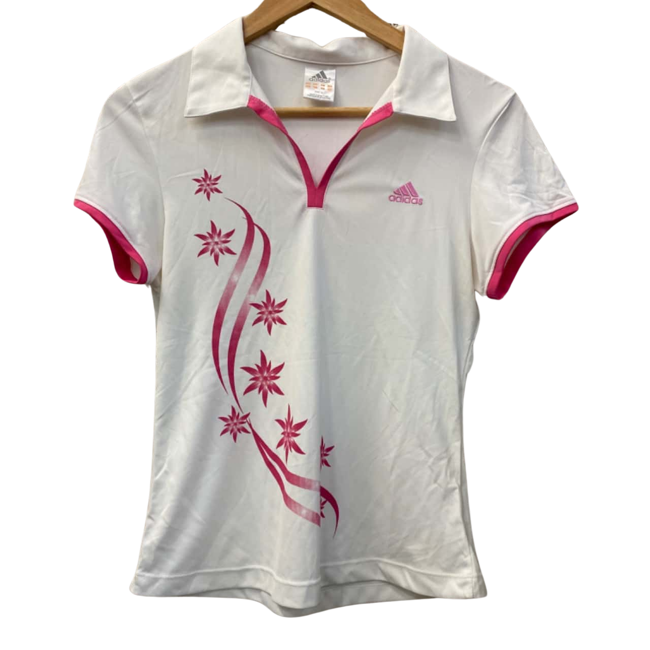 Adidas Womens Size Xl Short Sleeve Pink White S