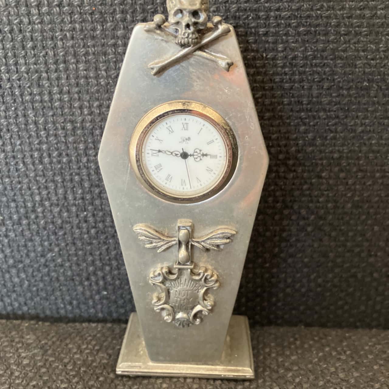Pewter Coffin 1992 Clock - The Alchemy Carta Gothic Collection