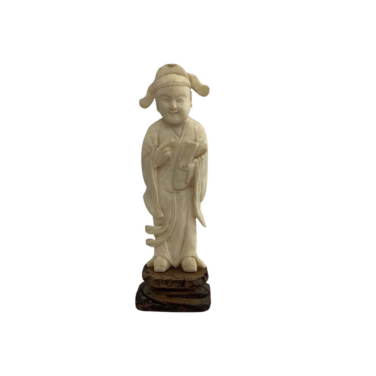 Vintage Chinese Carved Ivory and Wood Sculpture