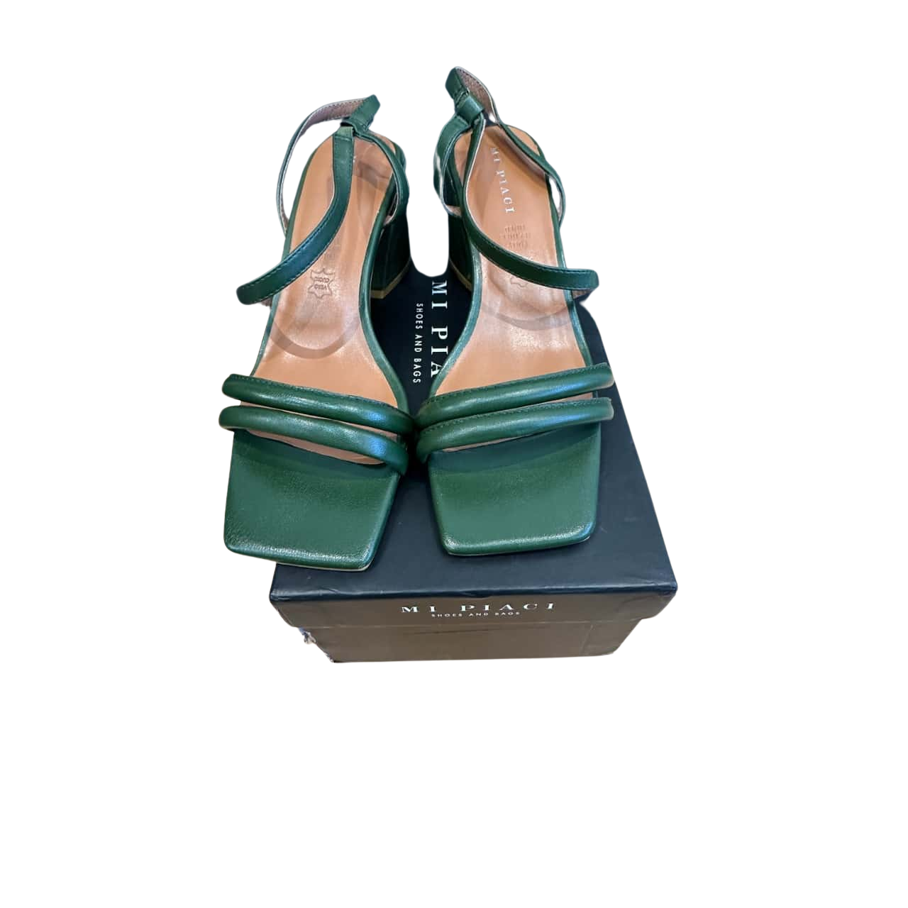 Mi Piaci Women's Size 40 Leather Square Toe Heels Green(s)