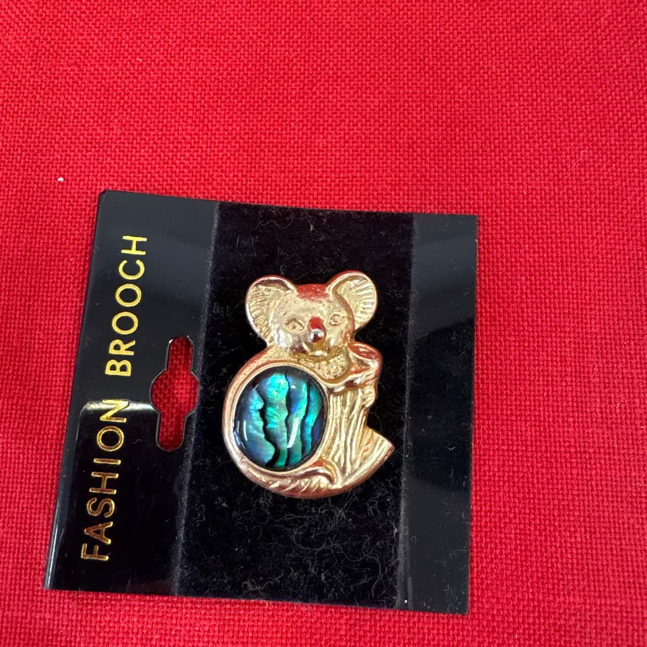Women's Gold Tone Koala Brooch Featuring Abalone Shell Inlay