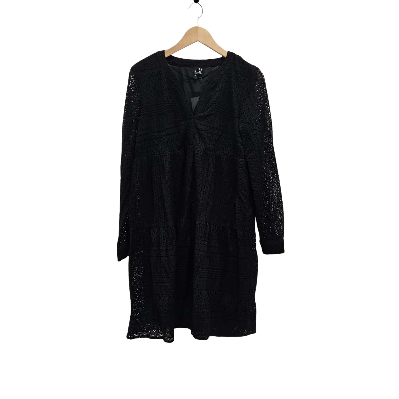 Vero Moda Black Honey Lace Long Sleeve V-Neck Tunic Size L BNWT RRP$89(s)