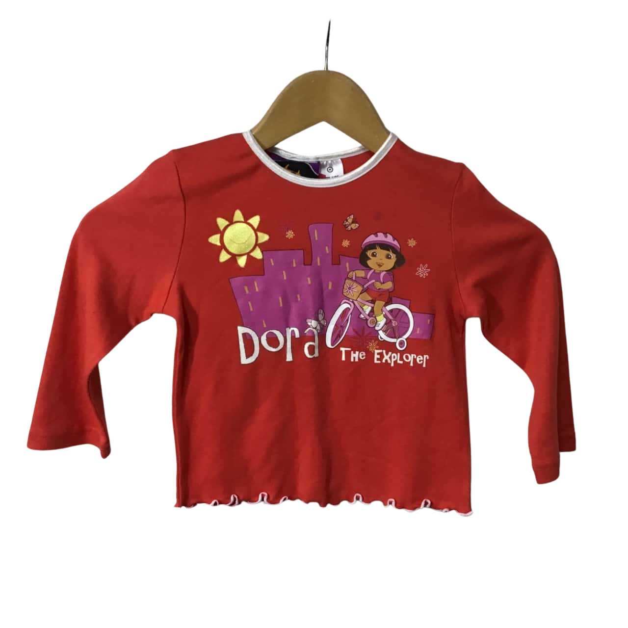 Target Girls Size 3 Red / White Dora the Explorer Long Sleeve Top (s)