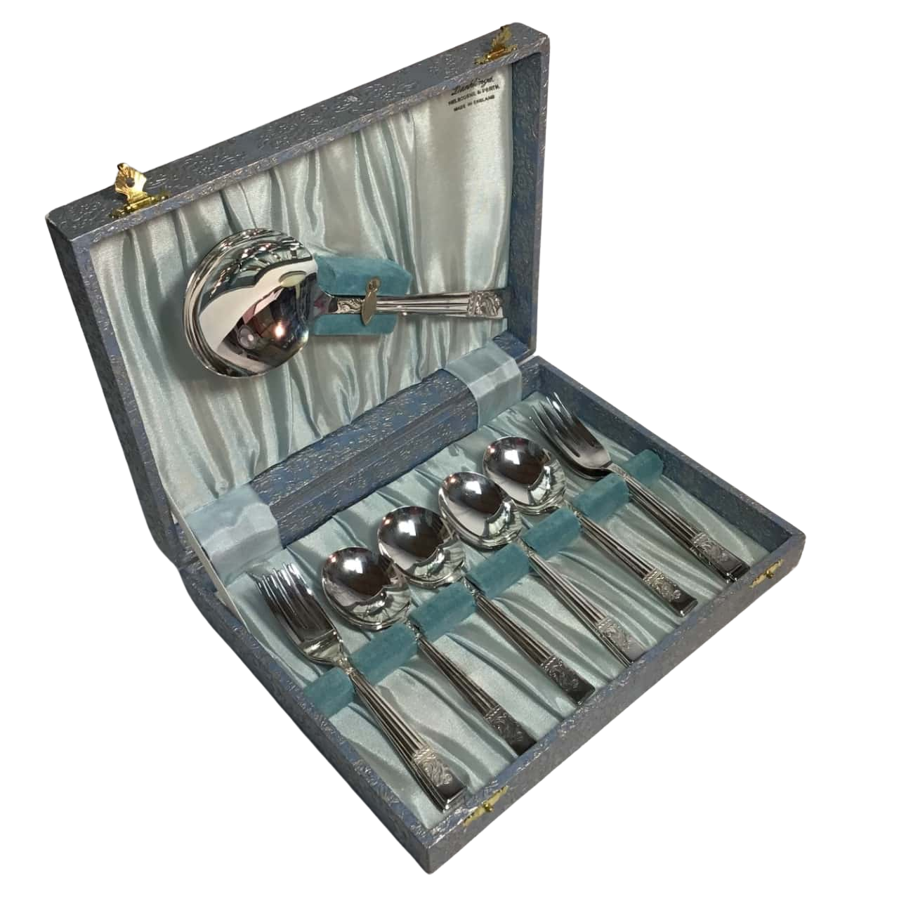 Vintage Set Of Silver Plated Desert Spoons in Original Box