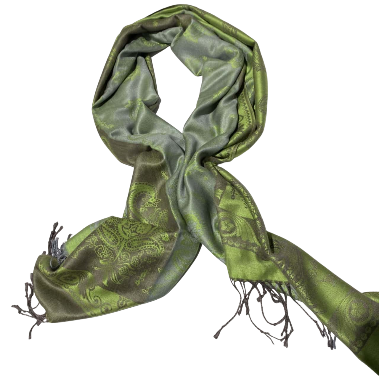 BNWT. Batik Keris. Womens Green and Grey Paisley Pattern. 170 x 67 cm ...