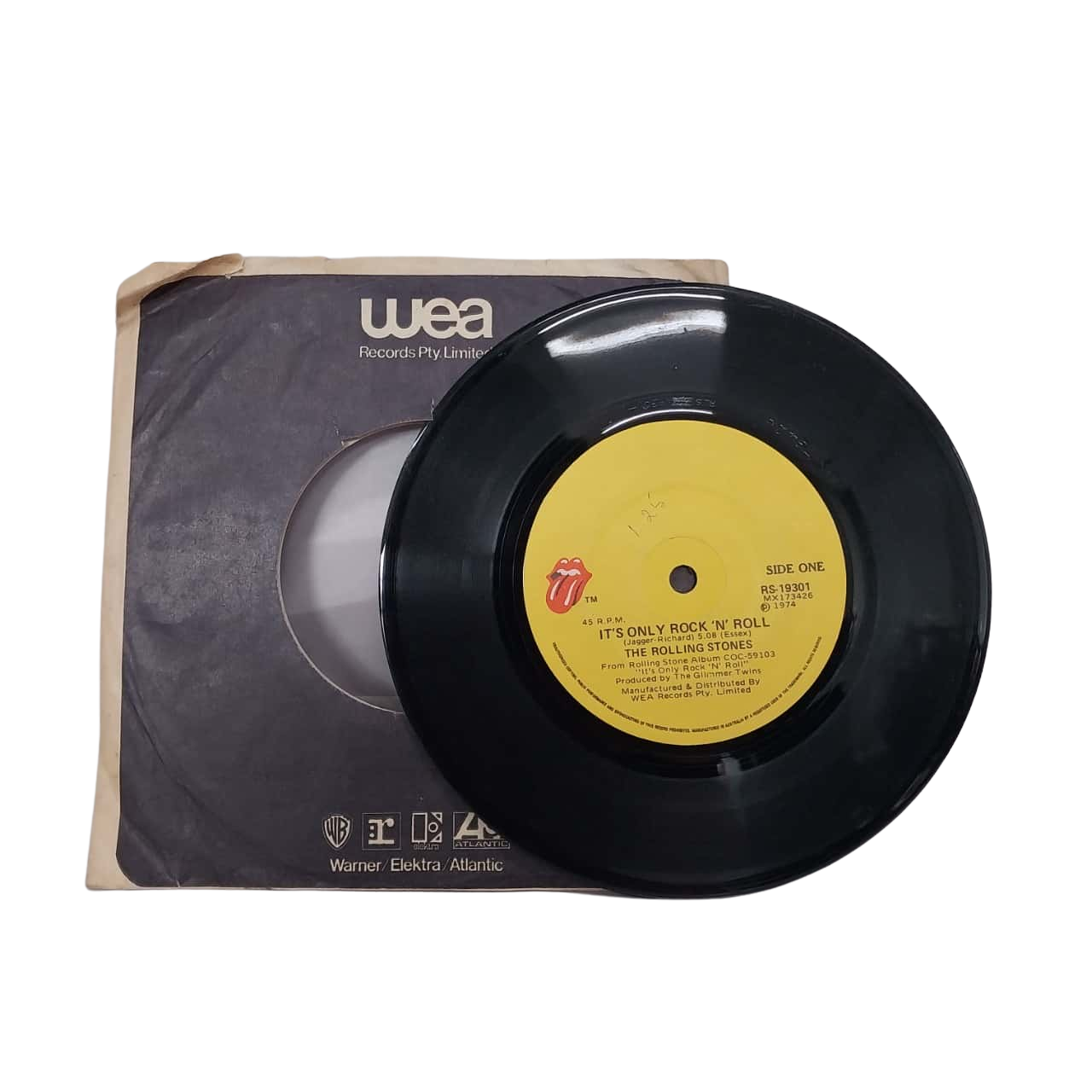 The Rolling Stones "it's only Rock and Roll" 7" vinyl record.