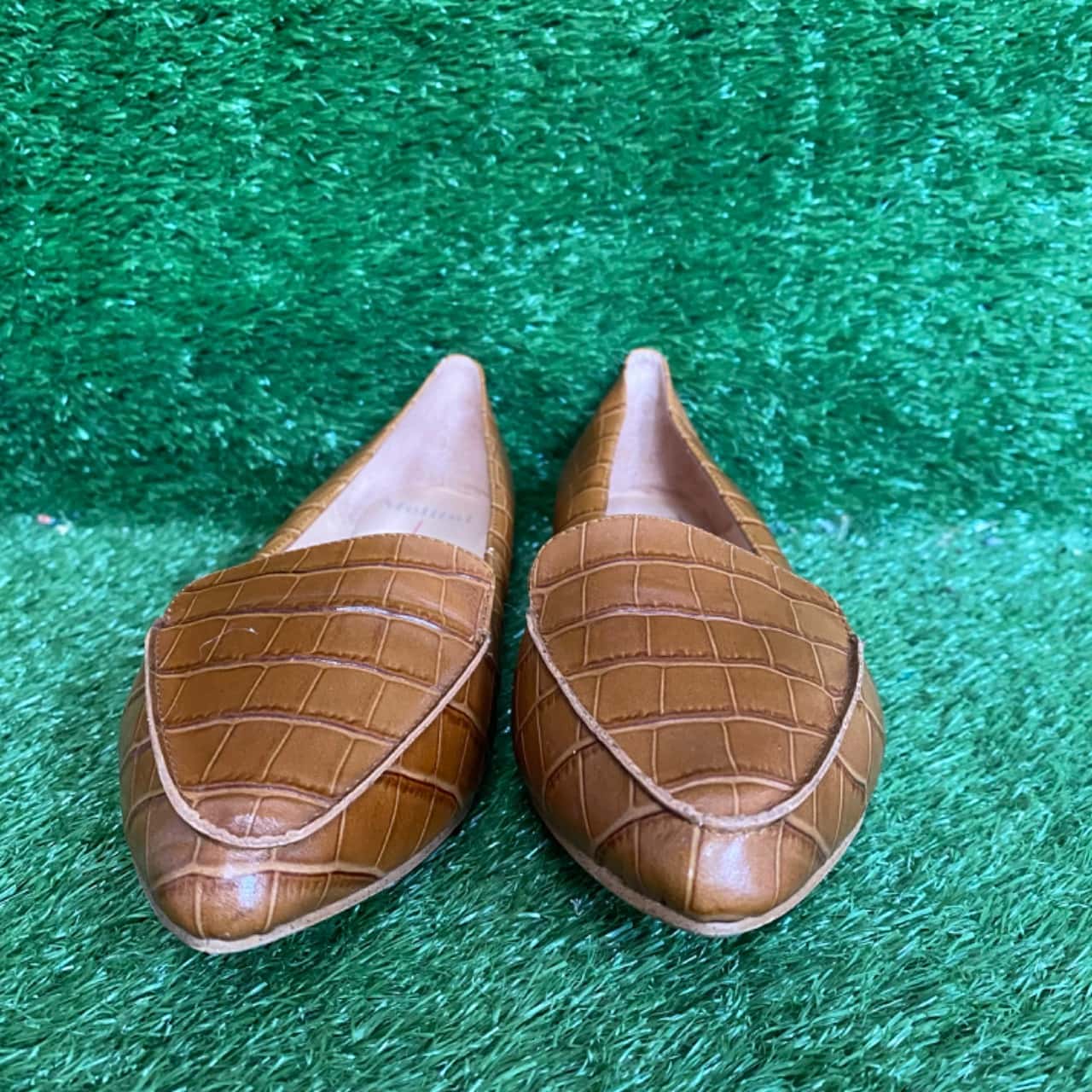 Mollini Brown Scaled-Patterned Flat Shoes Size 38(s)