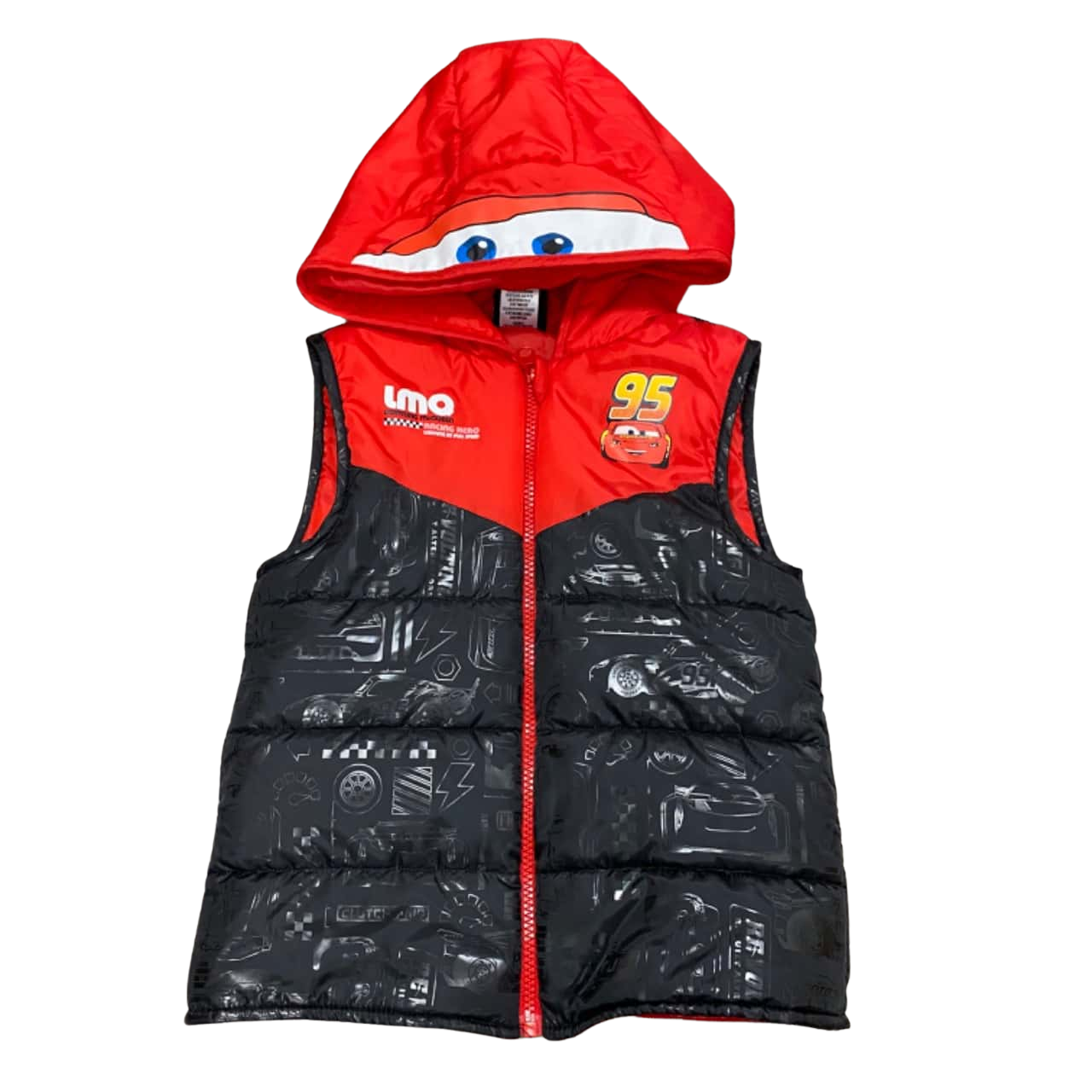 Disney Pixar Cars Kids Size 6 Puffer Vest With Hood Black / Red (s ...