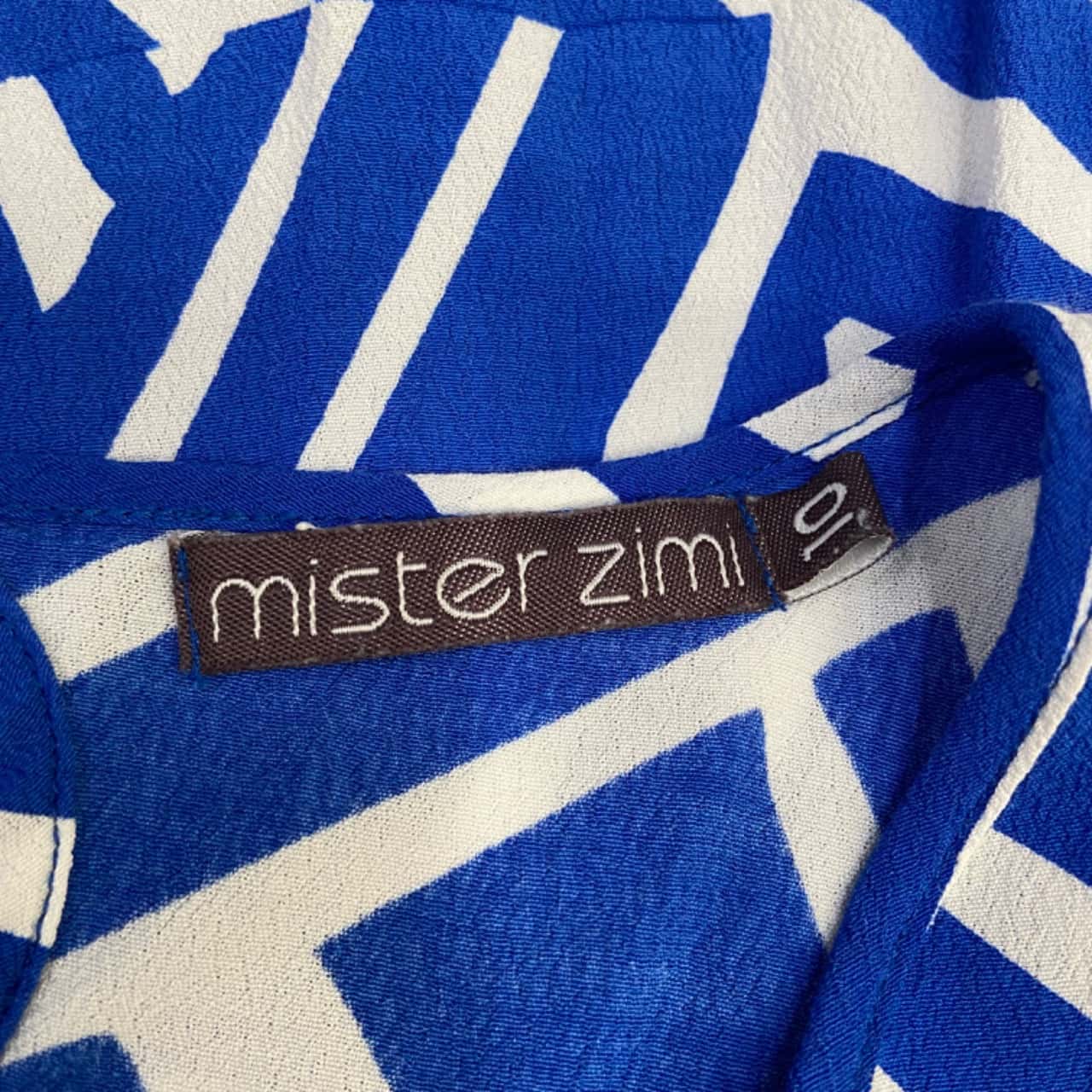 Mister Zimi Tina Dress Blue Geo Print Size 10 Mini Dress Blue