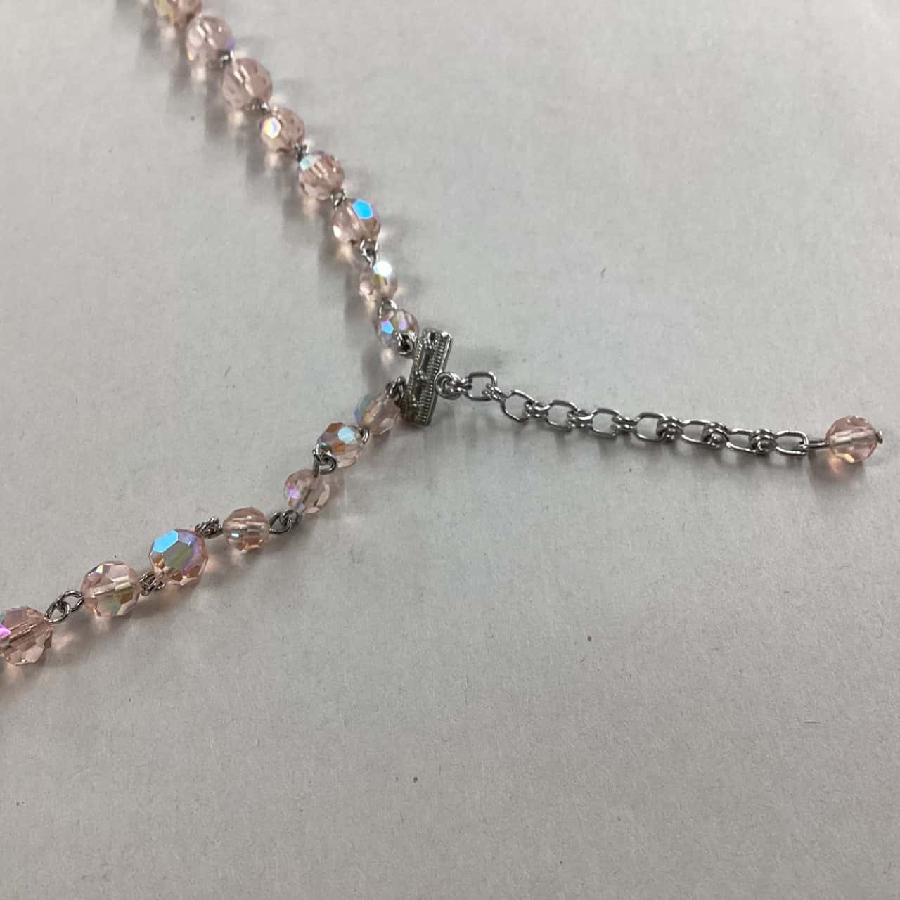 Vintage Austrian Crystal AB Necklace - Blush sparkley pink (s)