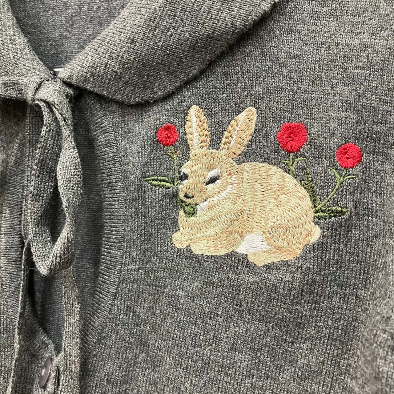 Revival Bunny Rabbit Embroidered Cardigan Womens Size 8 Cardigans Grey ...