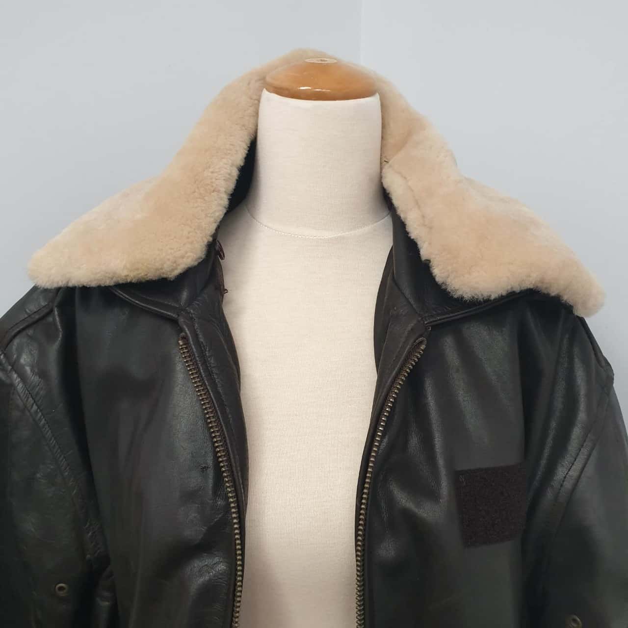 Vintage MDK Aviation Flight Brown Leather Shearling Fur Collar Bomber ...