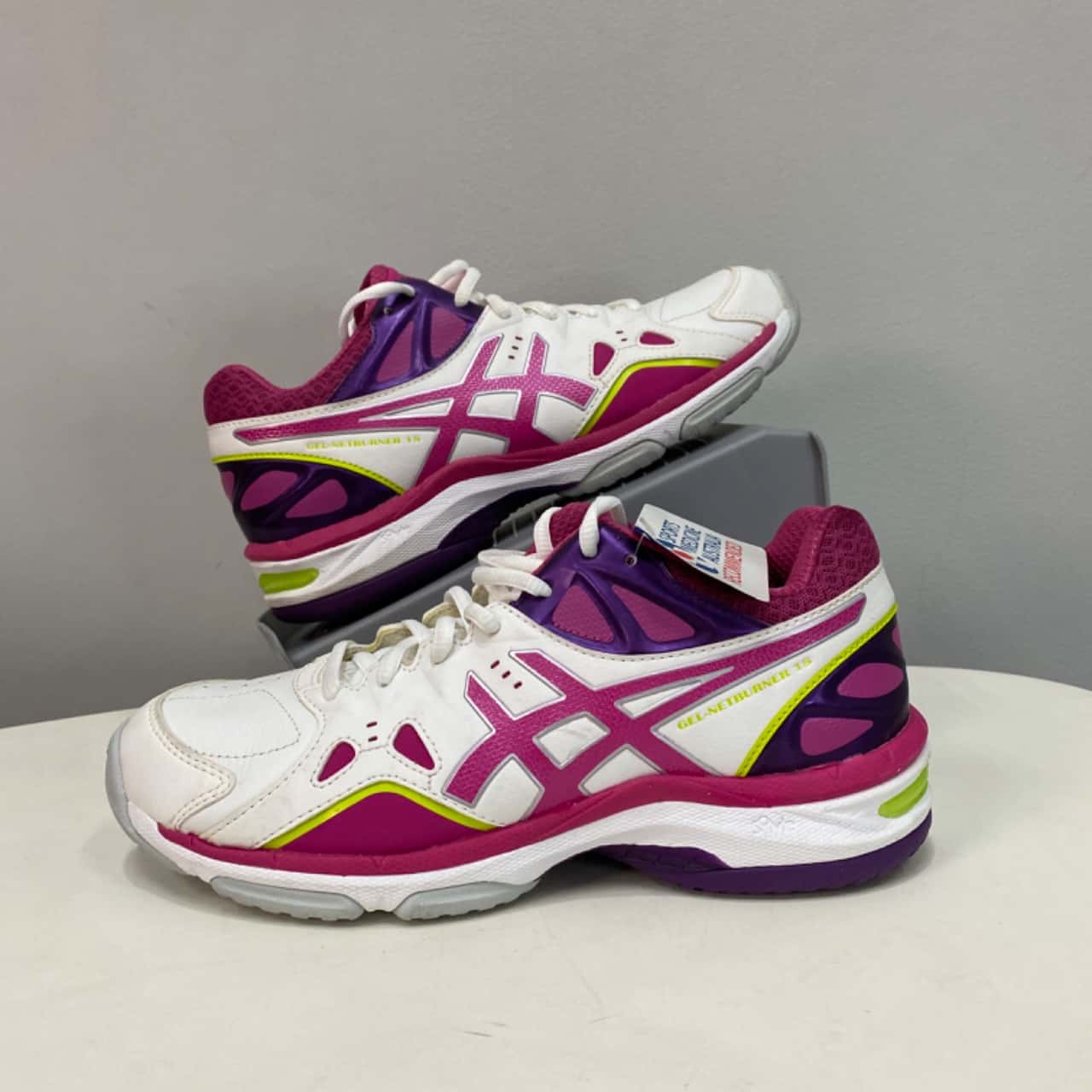 Asics Womens Geo-Netburner 18 Size 8 Sneakers / Trainers Pink / Purple ...