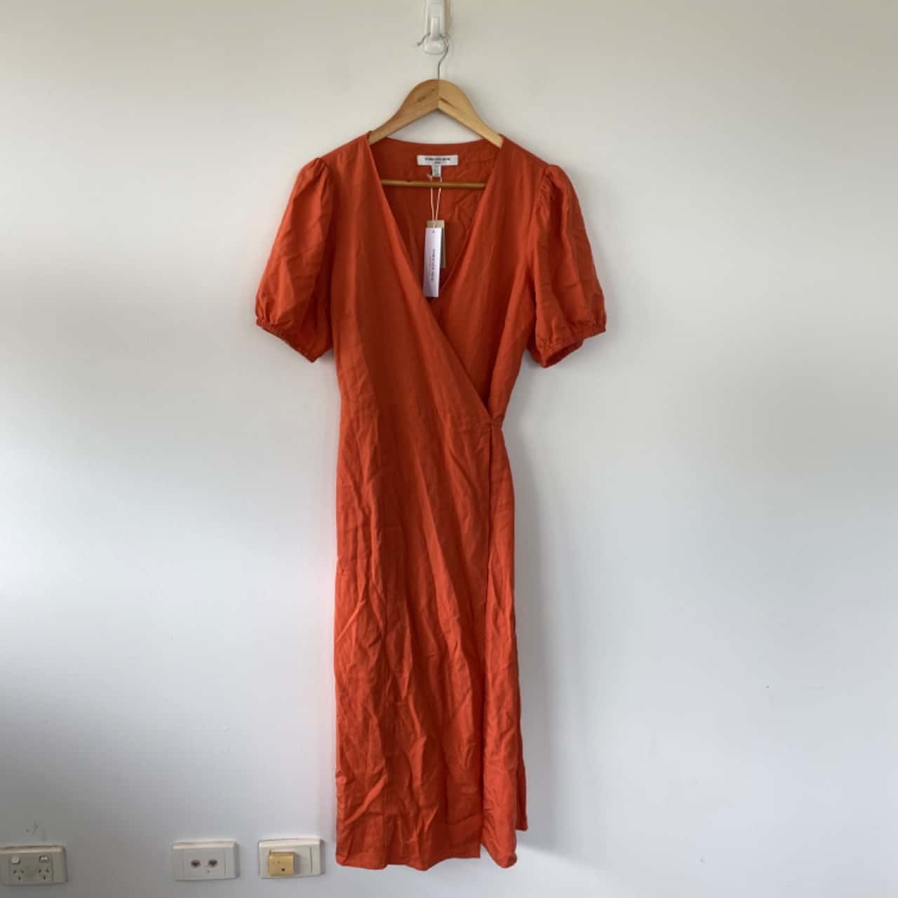 Forever New Orange Rust Alma Wrap Midi Dress Size 14 / XL(s)