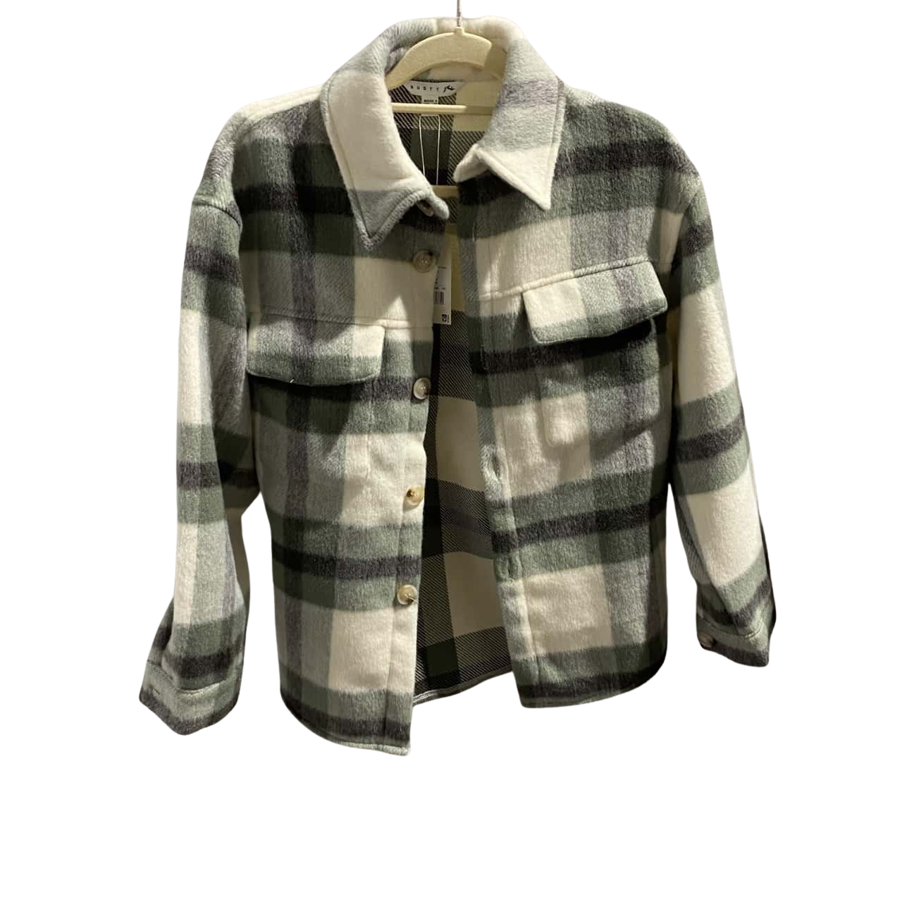 BNWT Rusty Womens Size 6 Fleece Jacket Checked Green and White RRP$150