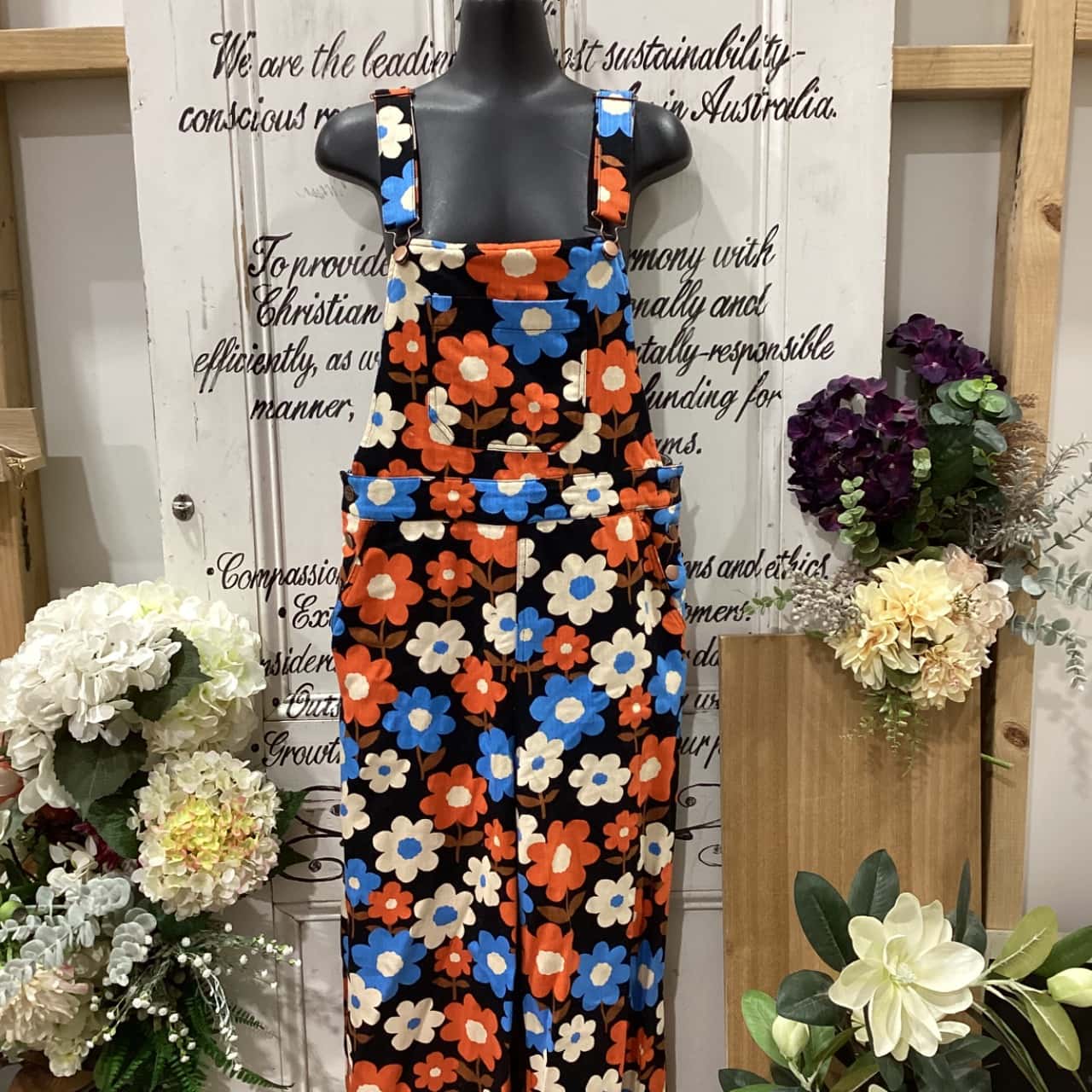 Princess Highway Brand! “AS NEW” STUNNING UNIQUE FLOWER POWER OVERALLS ...