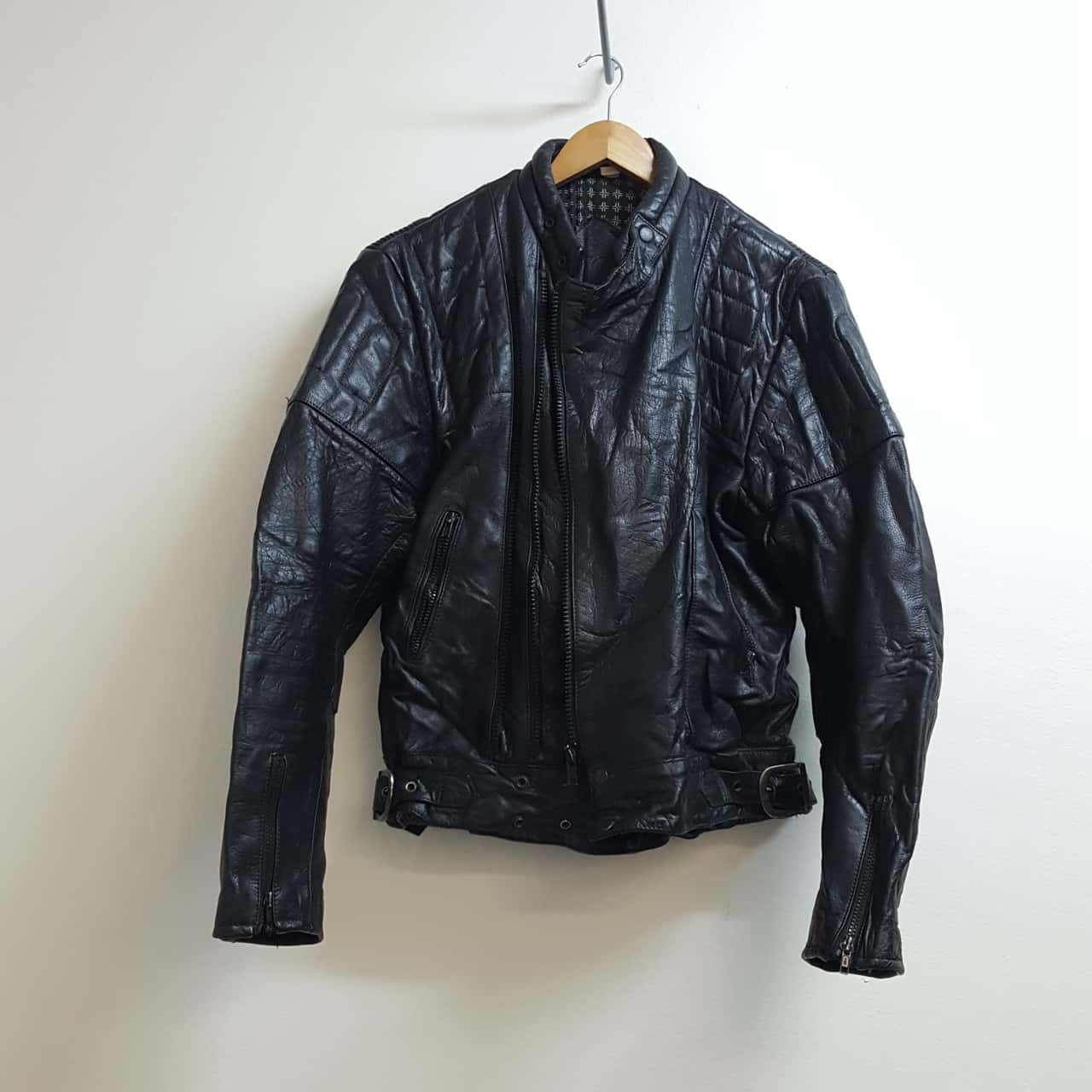 MGR Black Leather Motorcycle Jacket Men's size 44 (s)